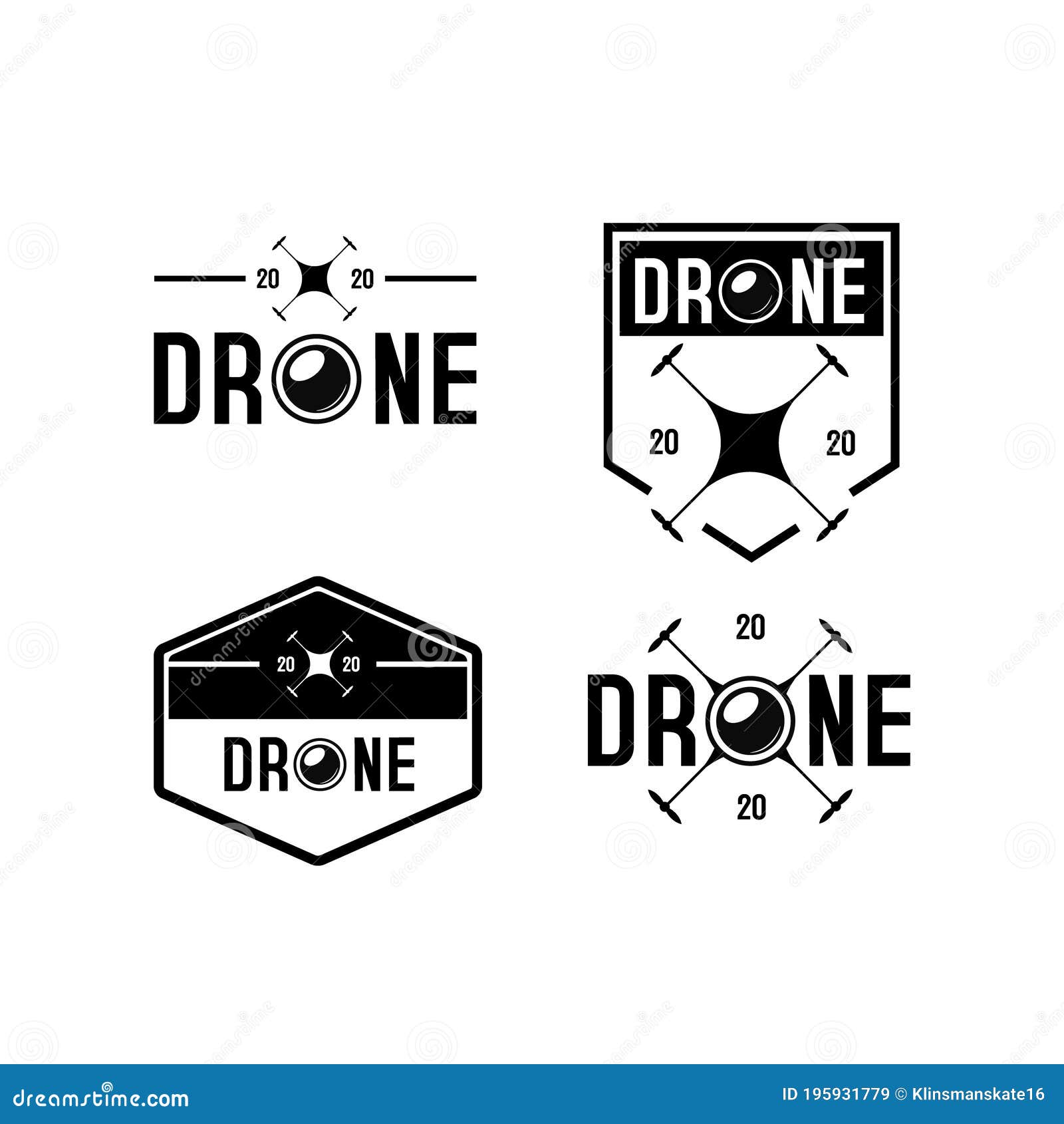 Set of Drone Sign Label and Badges Logo Design Isolated on White ...