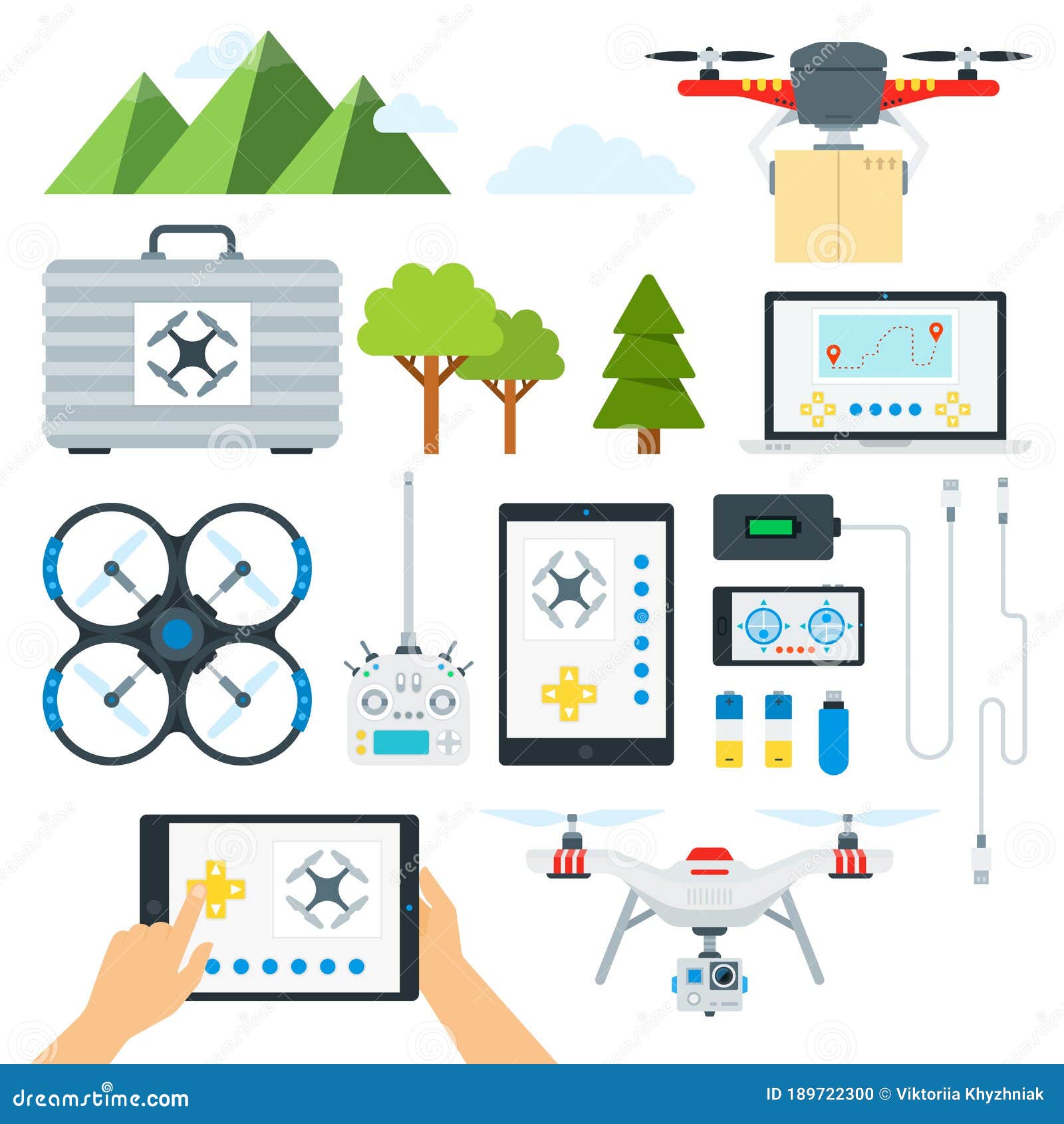 Set of Drone Tools Flat Vector Illustration. Stock Vector ...
