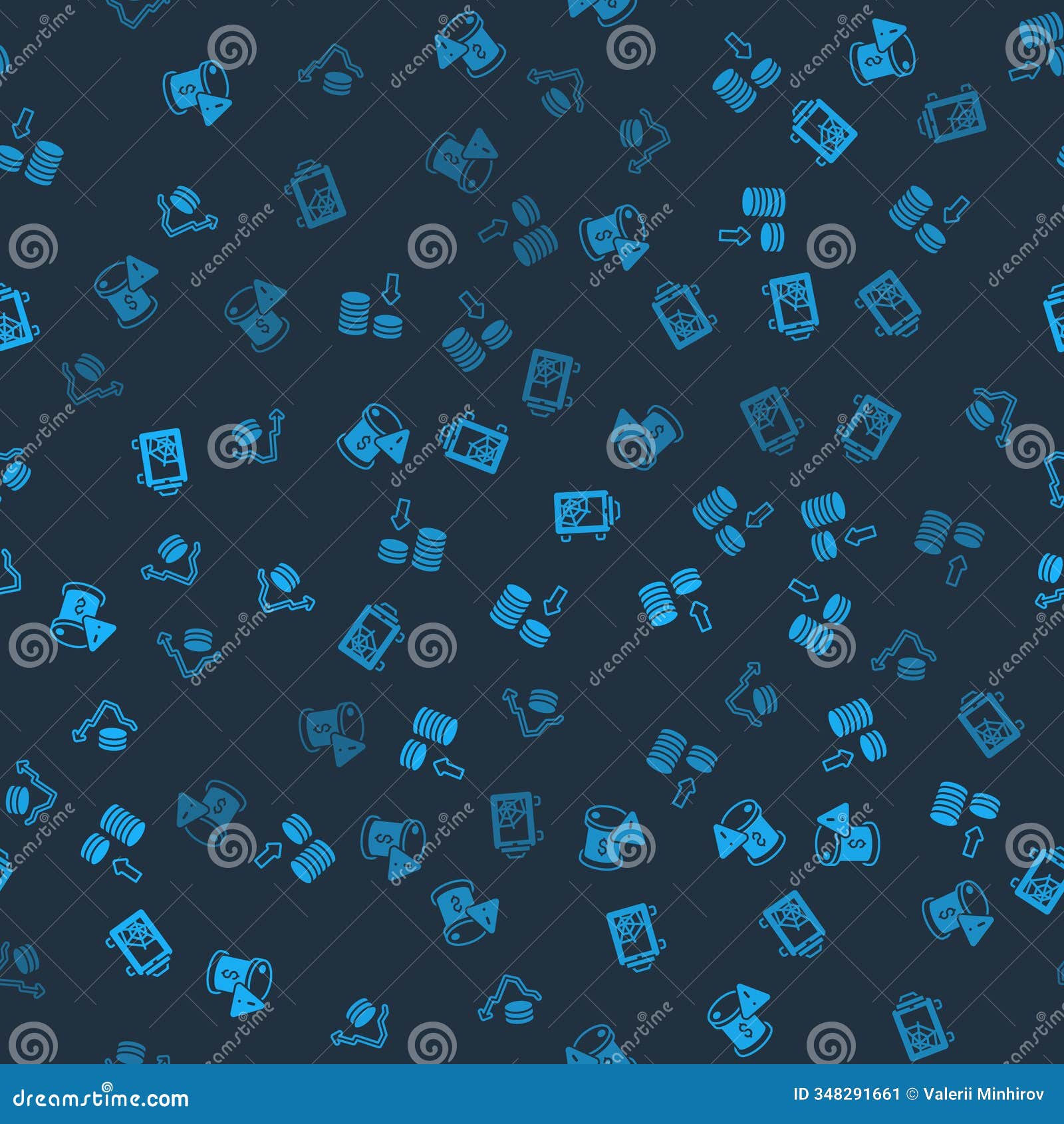 Set Drop in Crude Oil Price, Dollar Rate Decrease, Safe and on Seamless Pattern. Vector Stock ...