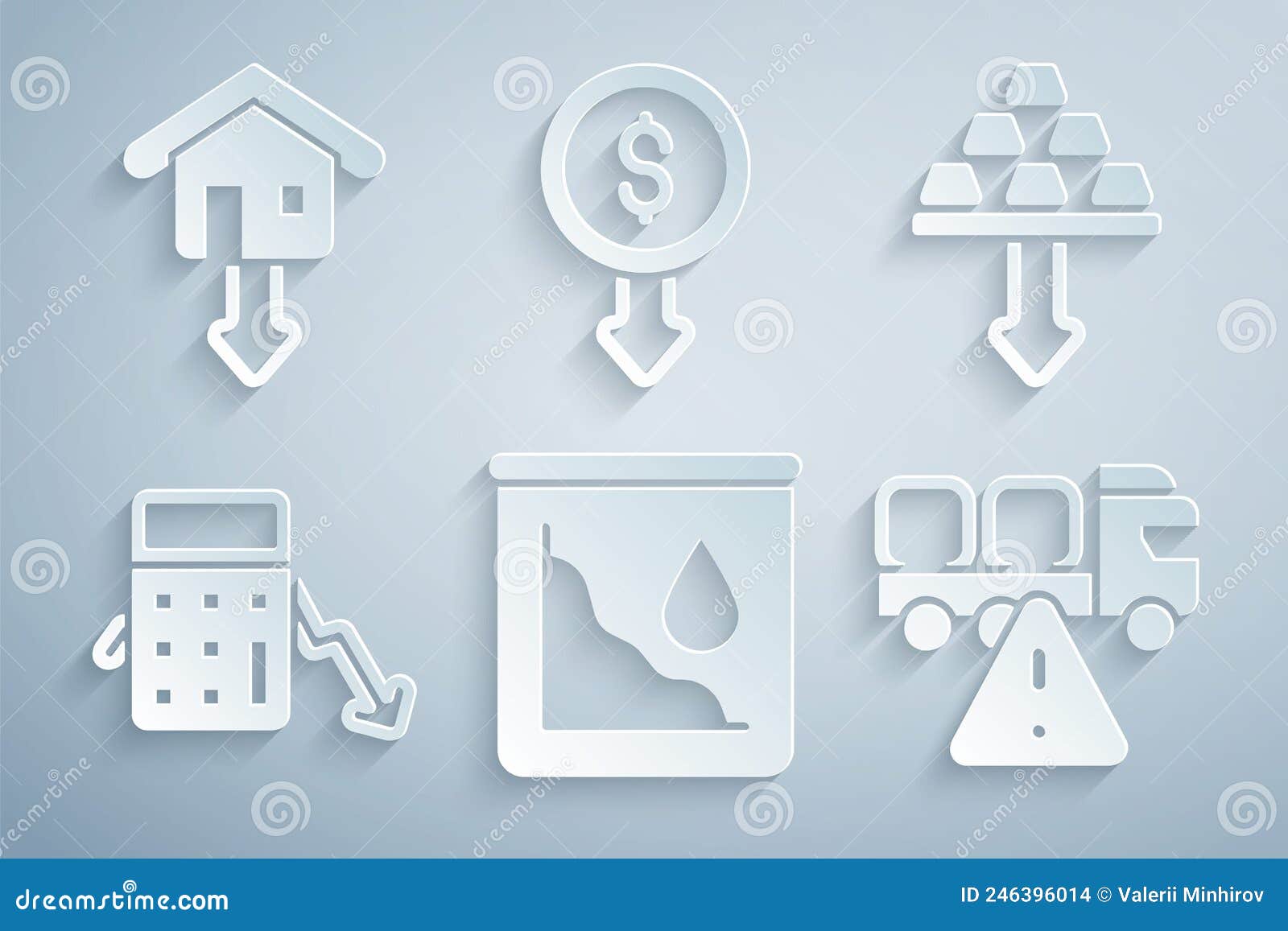 Set Drop in Crude Oil Price, Gold Bars, Calculation of Expenses, Stop Delivery Cargo Truck ...