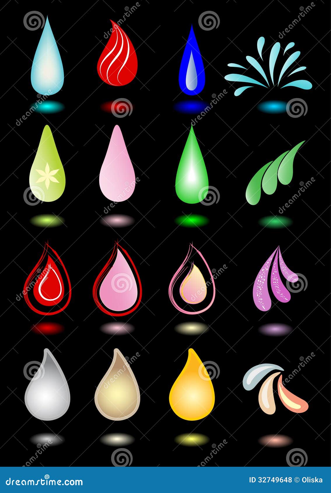 Set of drop designs stock vector. Illustration of shiny - 32749648