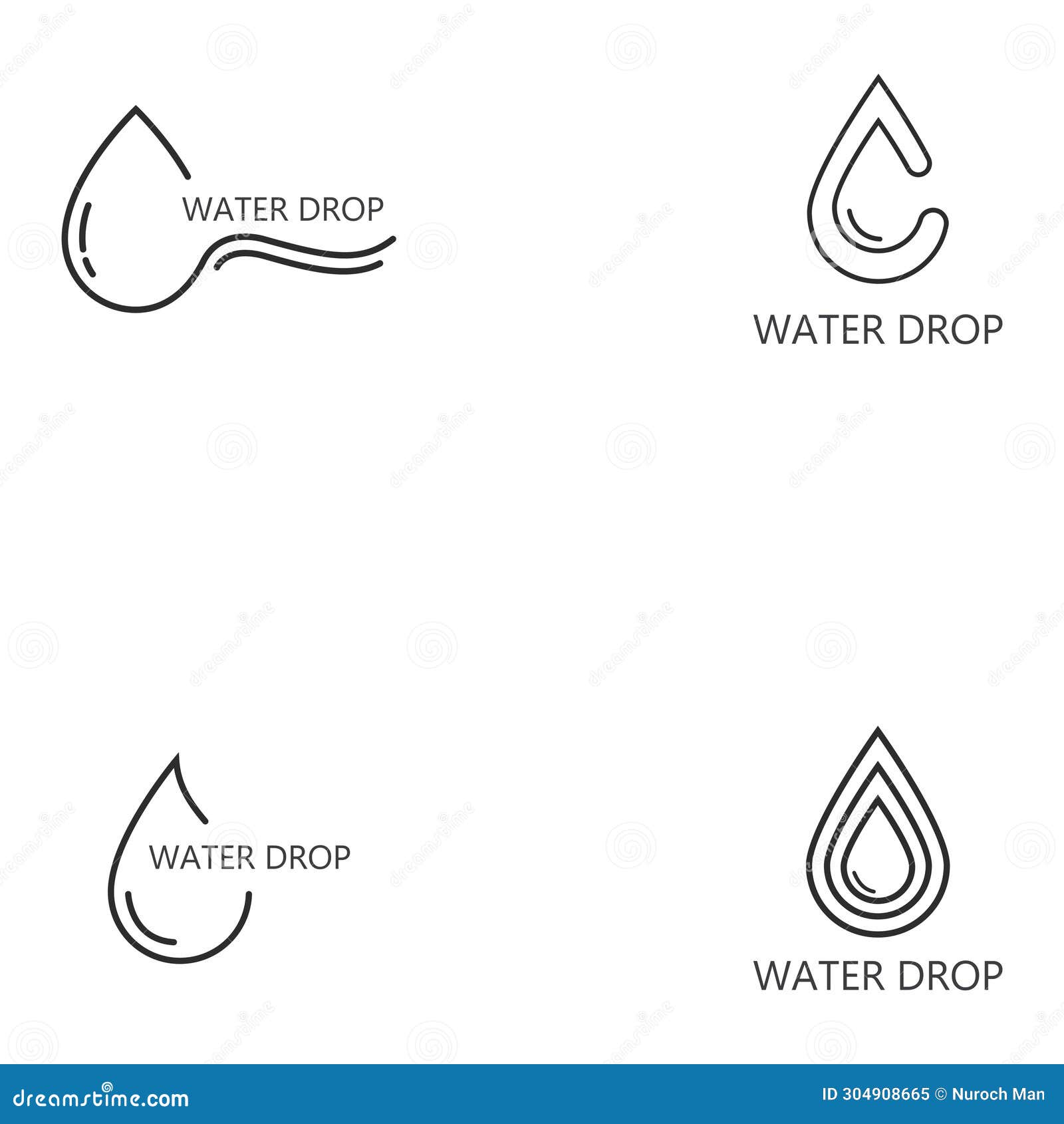 Set of Drop Line Icon Water Drop Logo Vector Stock Illustration ...