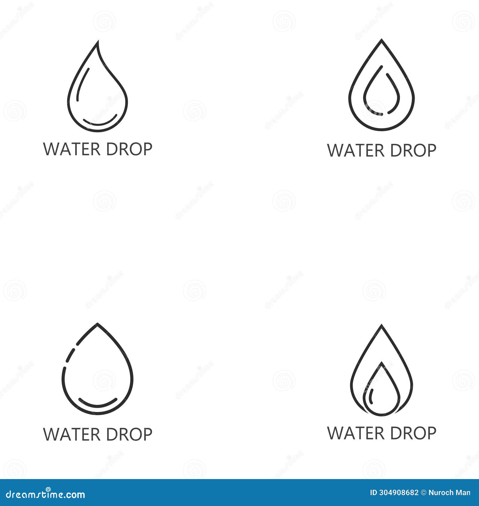 Set of Drop Line Icon Water Drop Logo Vector Stock Vector ...