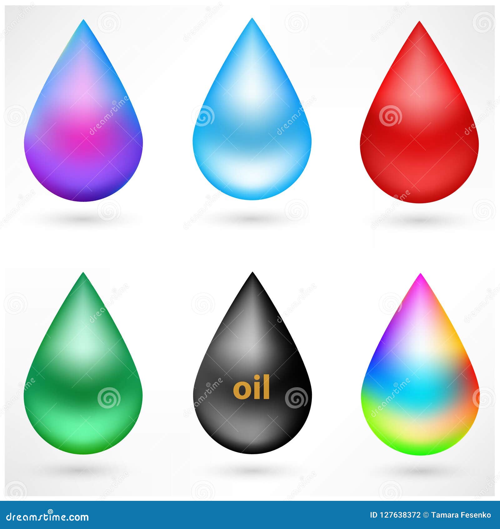 Set of Drops Design Elements with Signs. Stock Vector - Illustration of ...