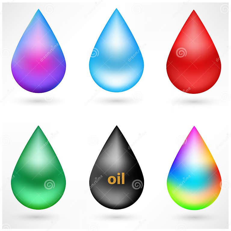 Set of Drops Design Elements with Signs. Stock Vector - Illustration of ...