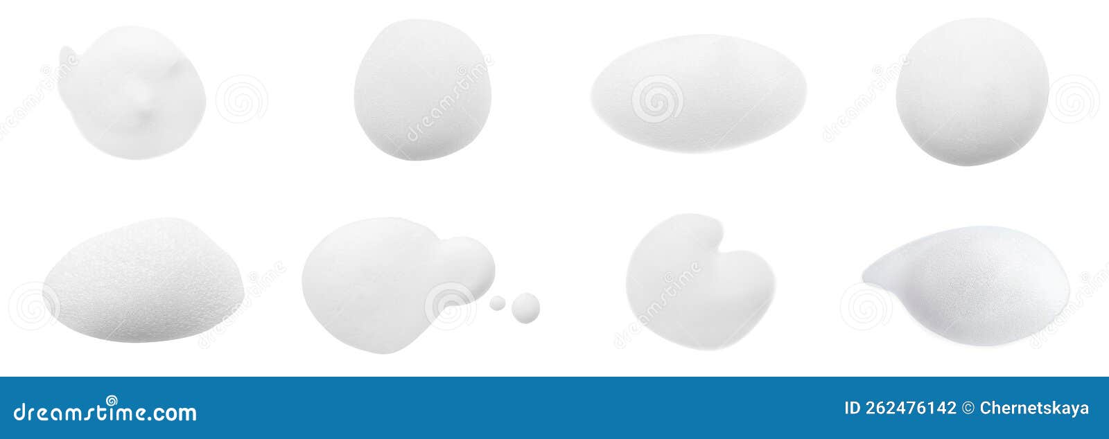 Set with Drops of Fluffy Soap Foam on White Background. Banner Design ...