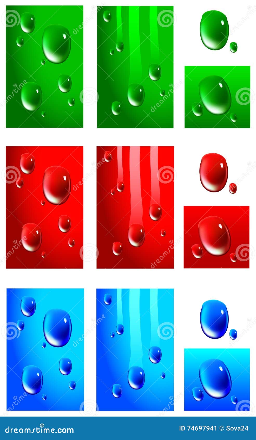 Set Drops on Glass Different Colors Stock Vector - Illustration of ...