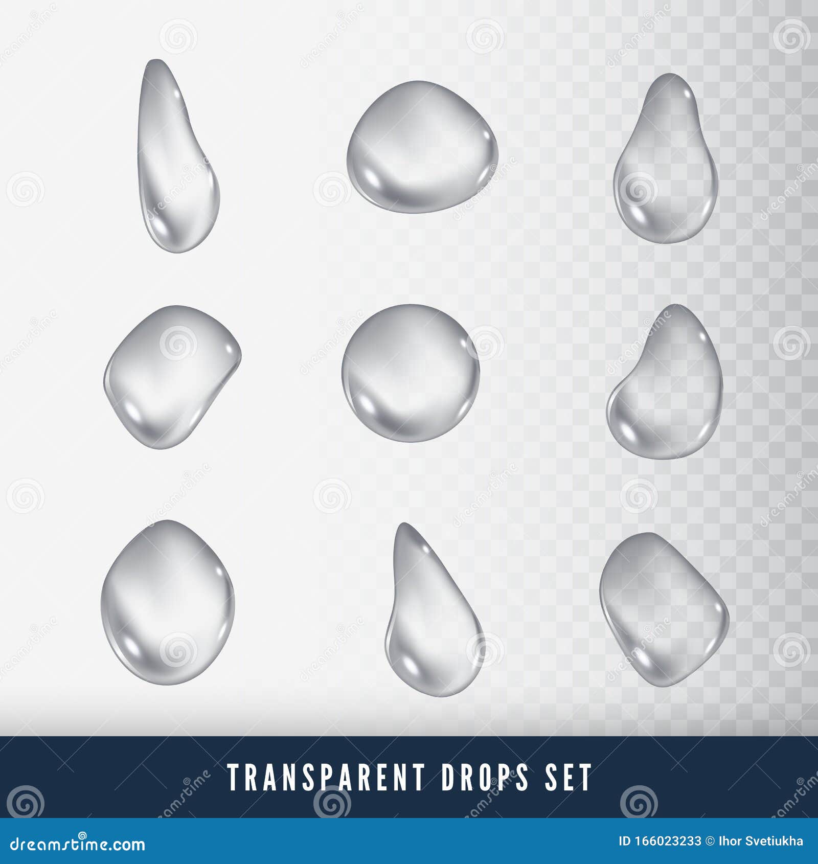 Set of Drops. Liquid Clear Droplet. Dew on Glass Surface Stock Vector ...