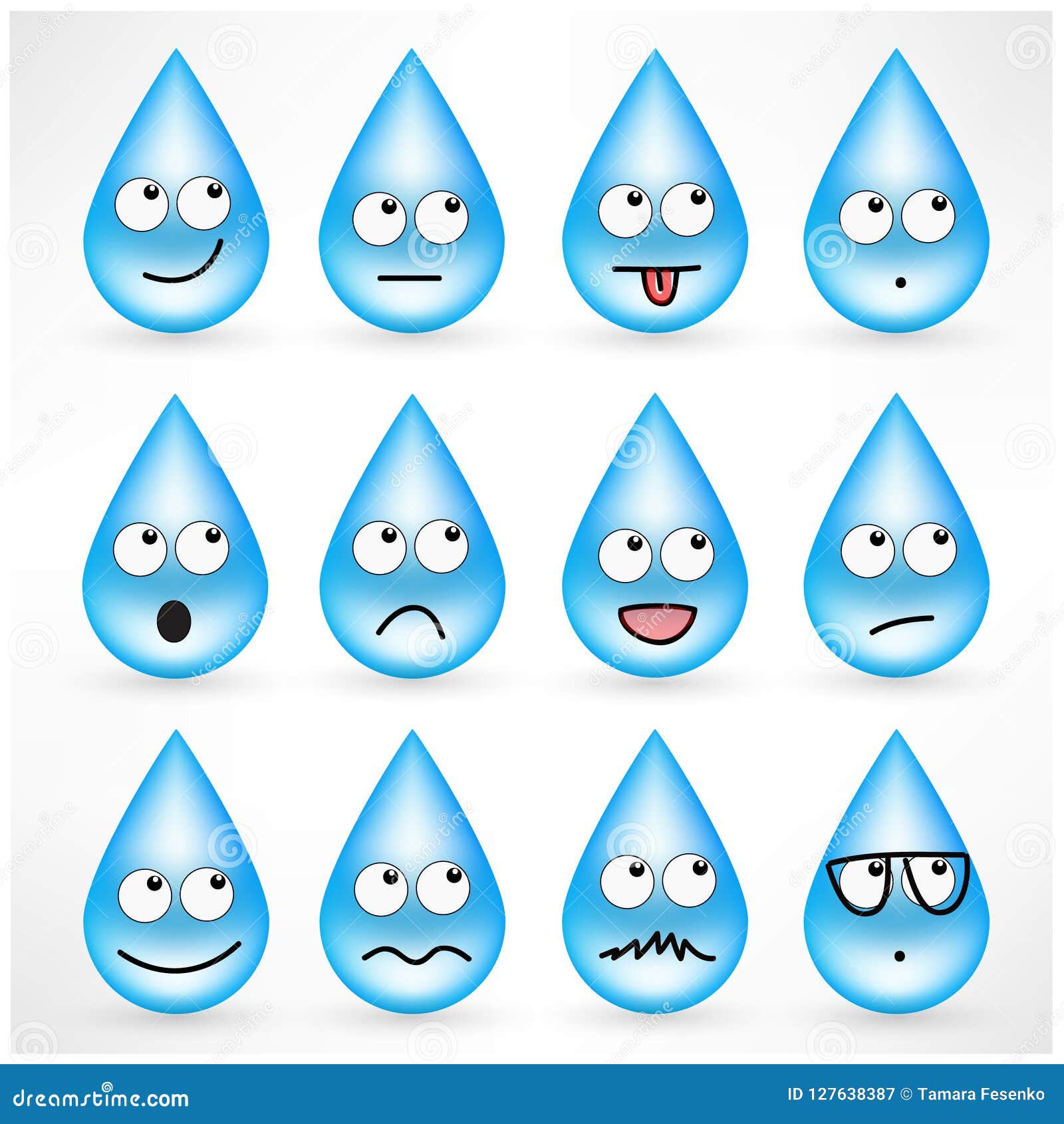 Set Of Drops With Smiley Emoticon Faces Stock Photography ...