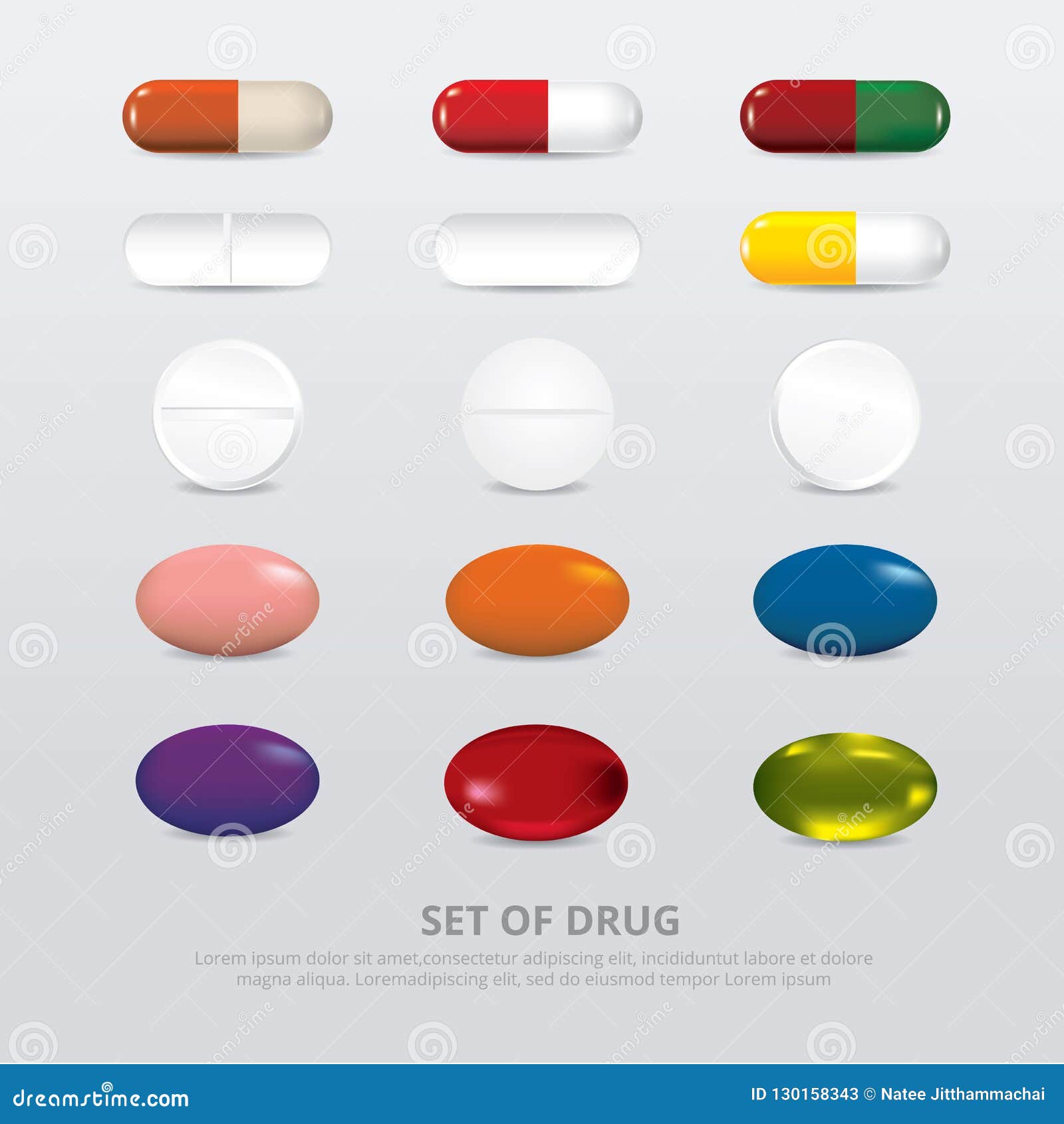 Set of Drug Realistic stock vector. Illustration of herbal - 130158343