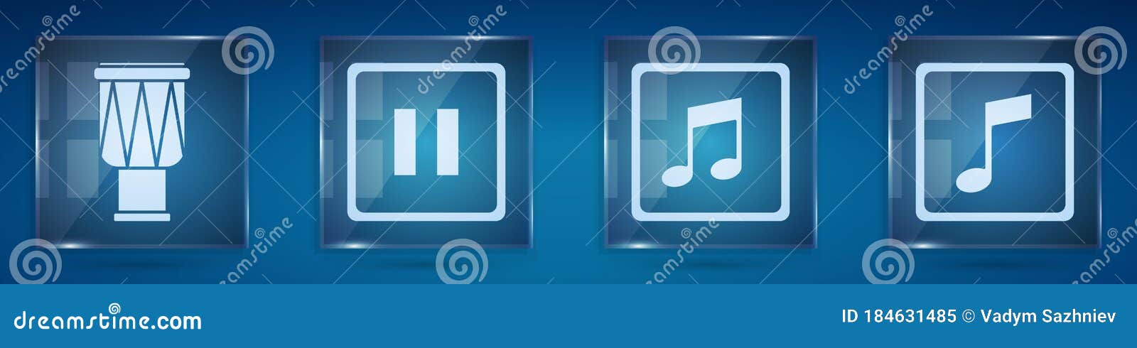 Set Drum, Pause Button, Music Note, Tone and Music Note, Tone. Square ...