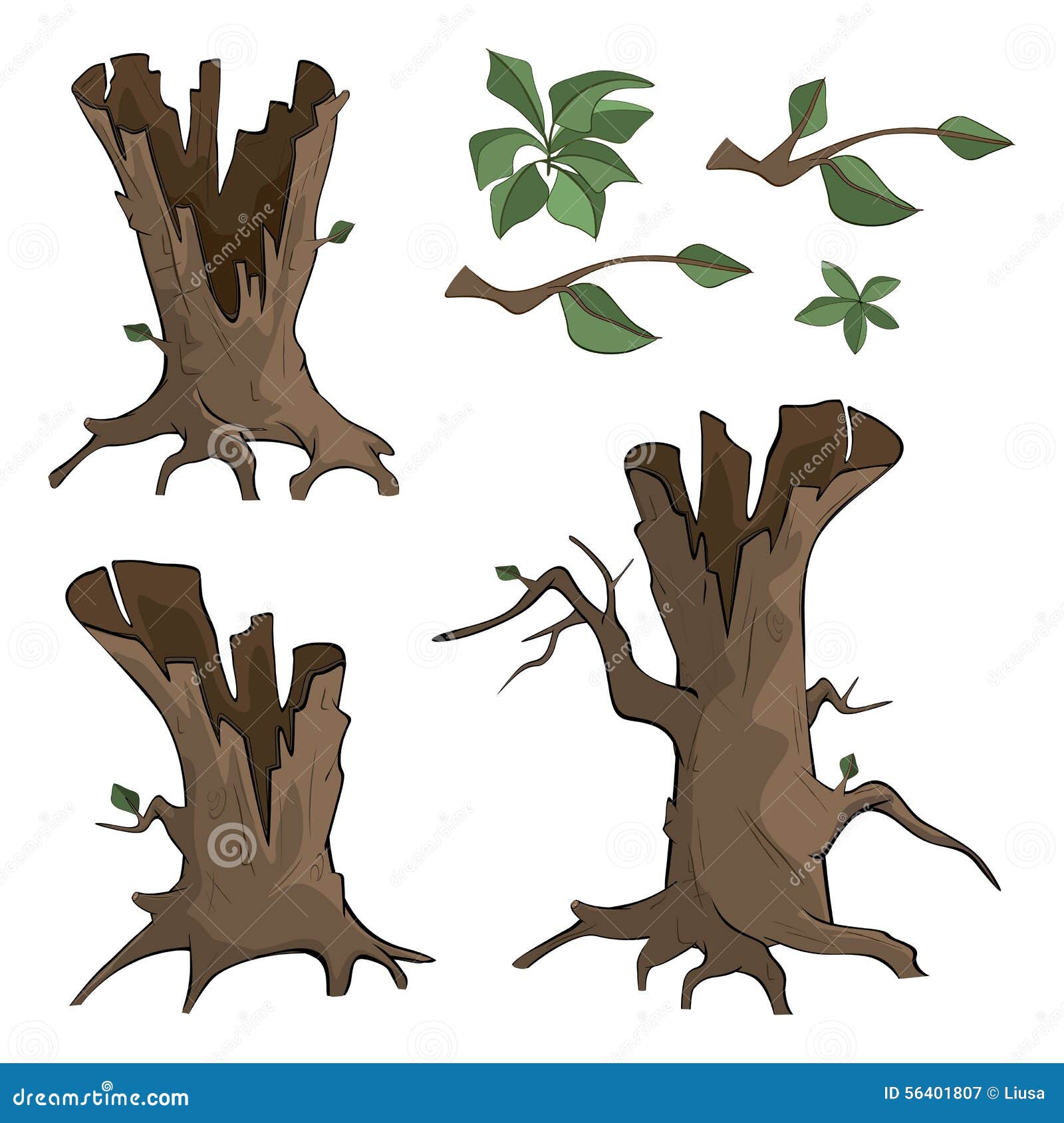 Set of dry trees cartoon stock vector. Illustration of nature - 56401807