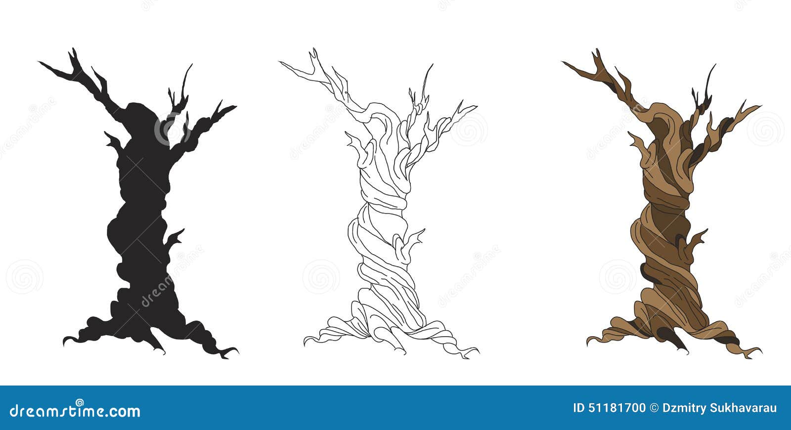 Set of dry trees cartoon stock vector. Illustration of collection ...