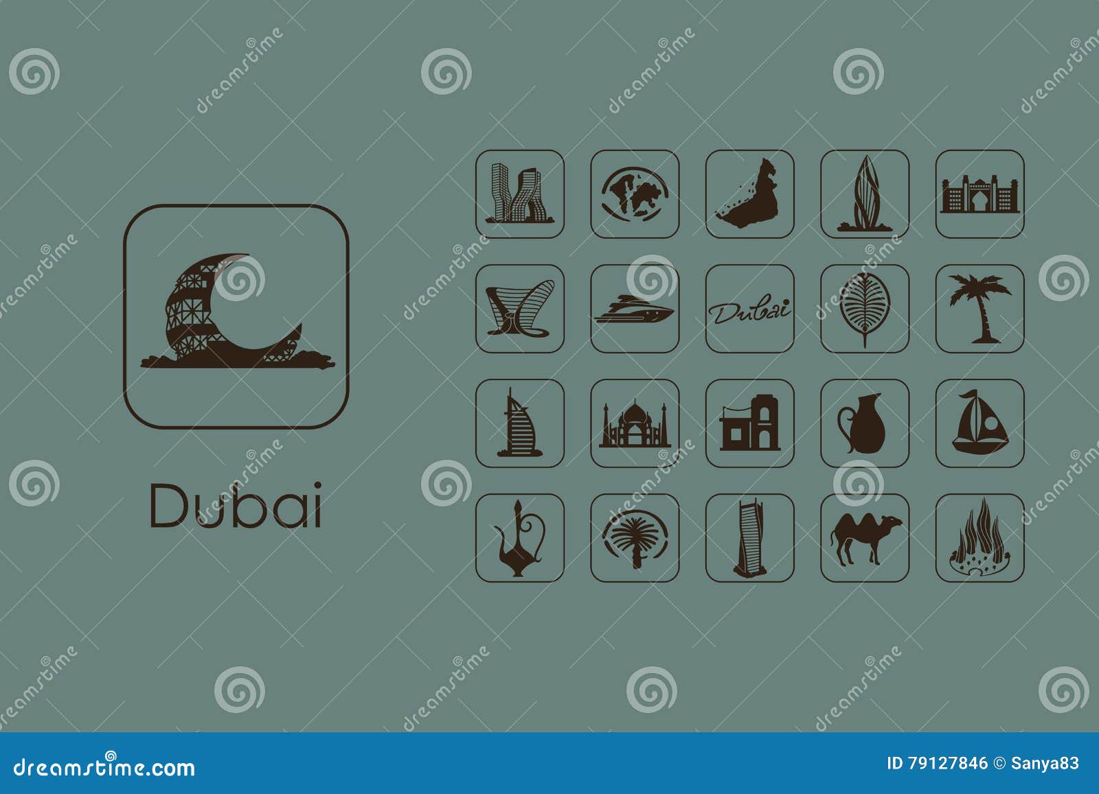 Set of Dubai simple icons stock vector. Illustration of asia - 79127846