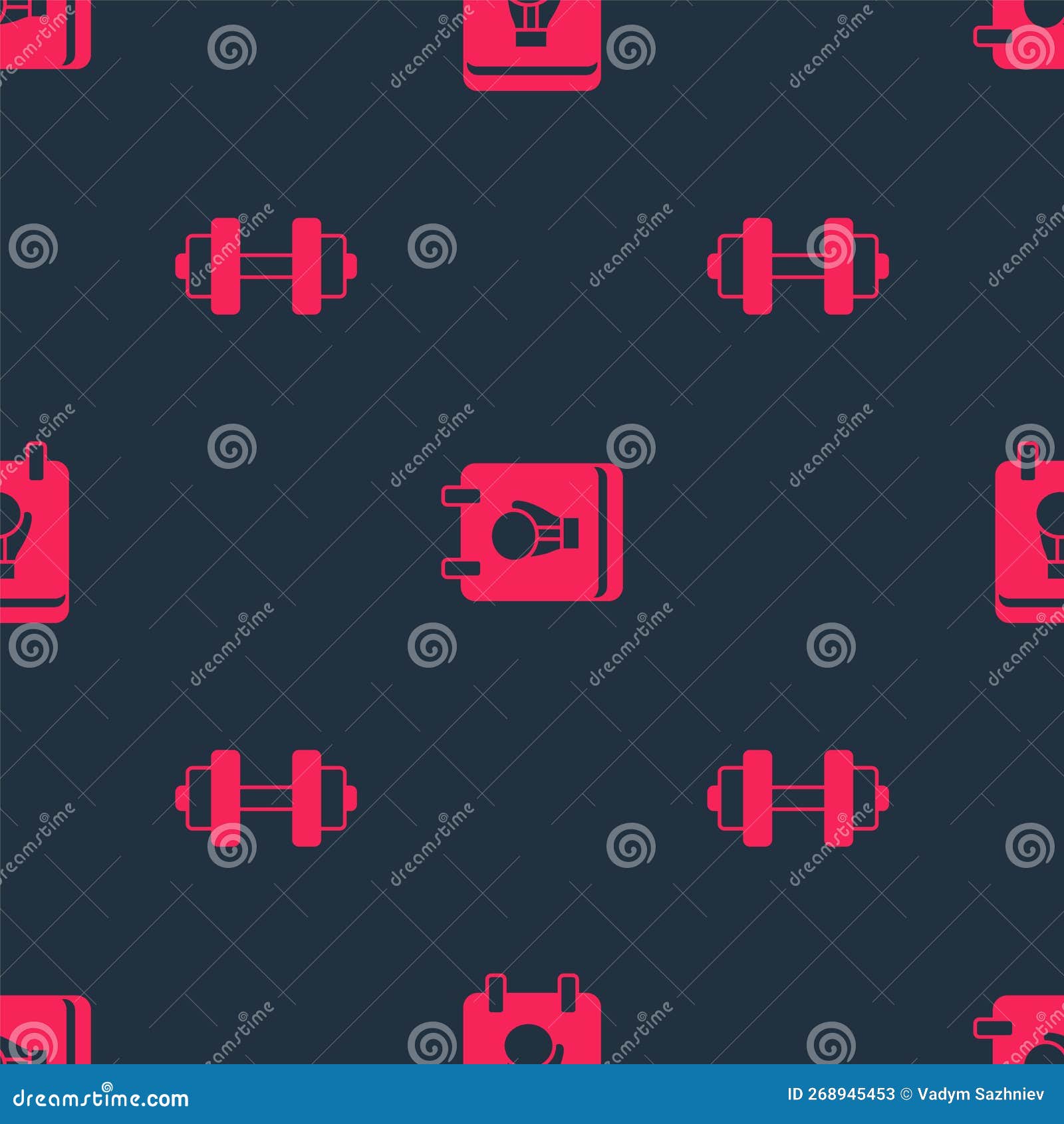 Set Dumbbell and Boxing Glove on Seamless Pattern. Vector Stock ...