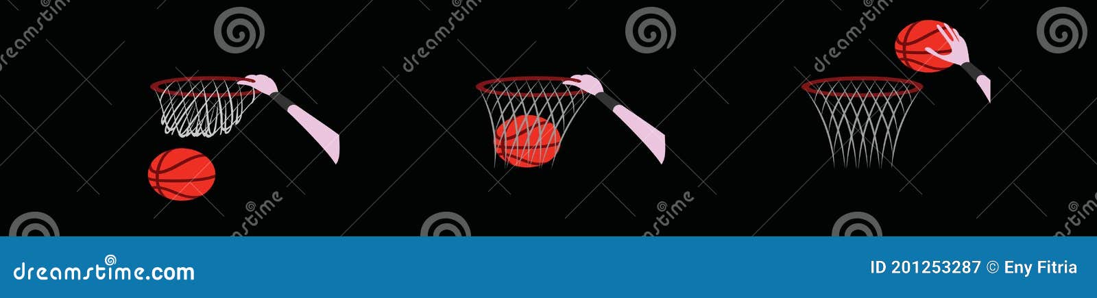 Set of Dunk with Hand. Cartoon Icon Design Template with Various Models ...