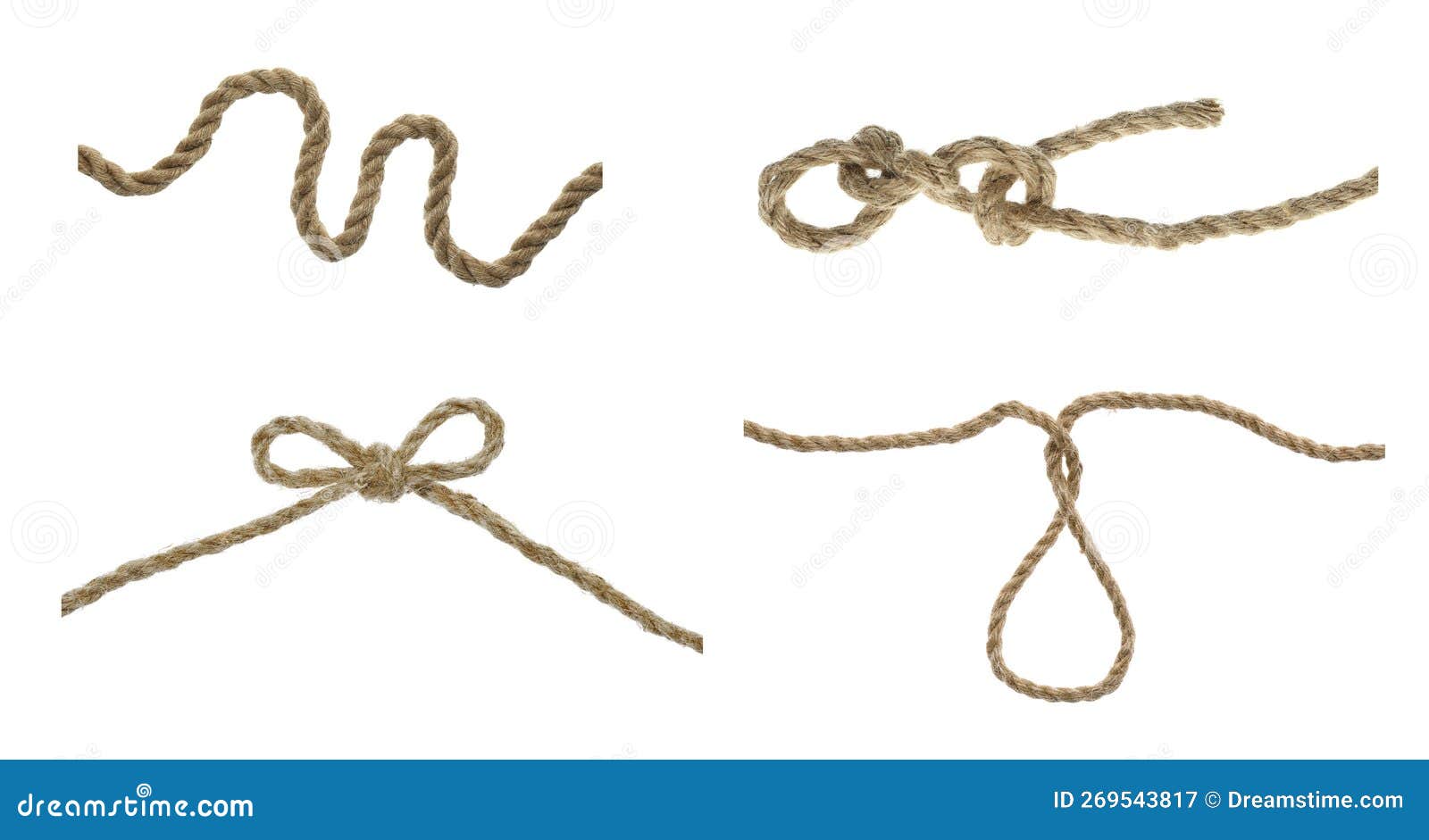 Set of Durable Hemp Ropes on White Background Stock Image - Image of ...
