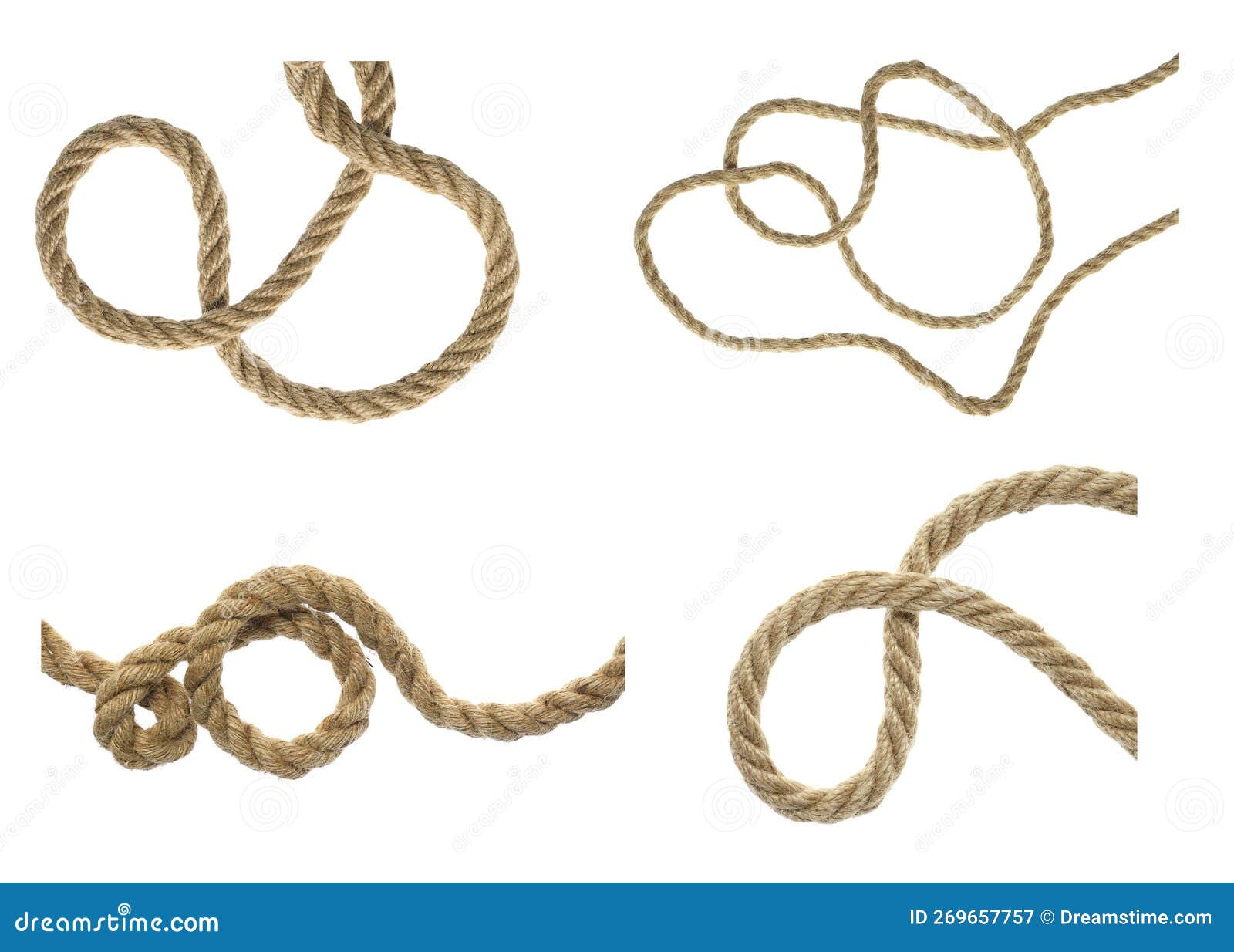 Set of Durable Hemp Ropes on White Background Stock Image - Image of ...