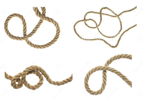 Set of Durable Hemp Ropes on White Background Stock Image - Image of ...