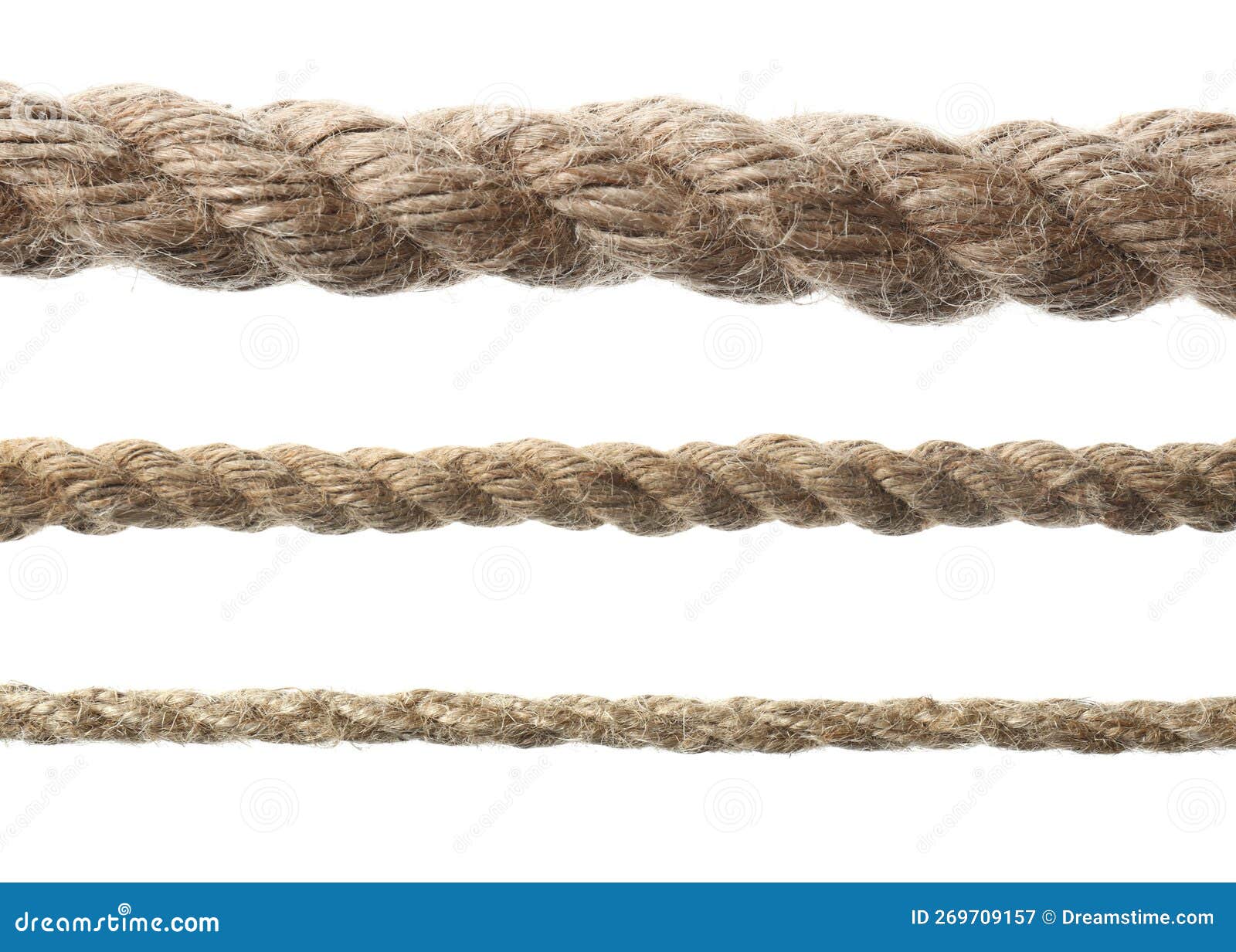 Set of Durable Hemp Ropes on White Background Stock Image - Image of ...