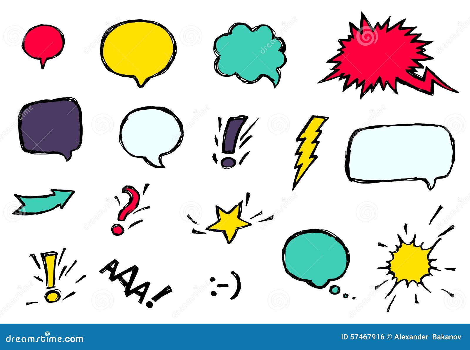 Set Dynamic Comic Speech Bubbles Different Emotion Stock Vector ...