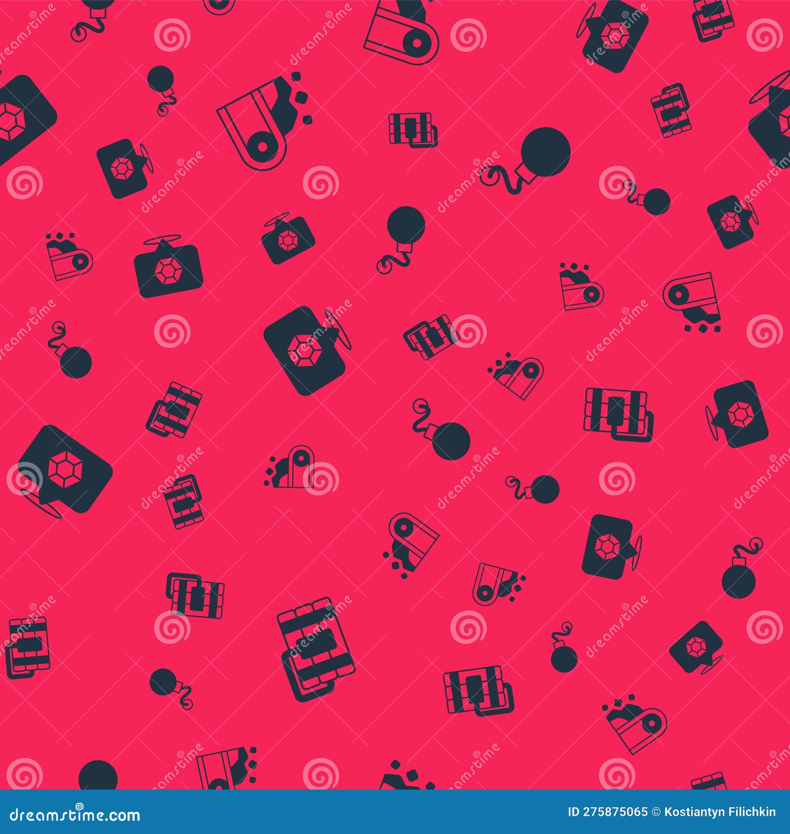 Set Dynamite, Conveyor Belt Carrying Coal, Gem Stone and Bomb on ...