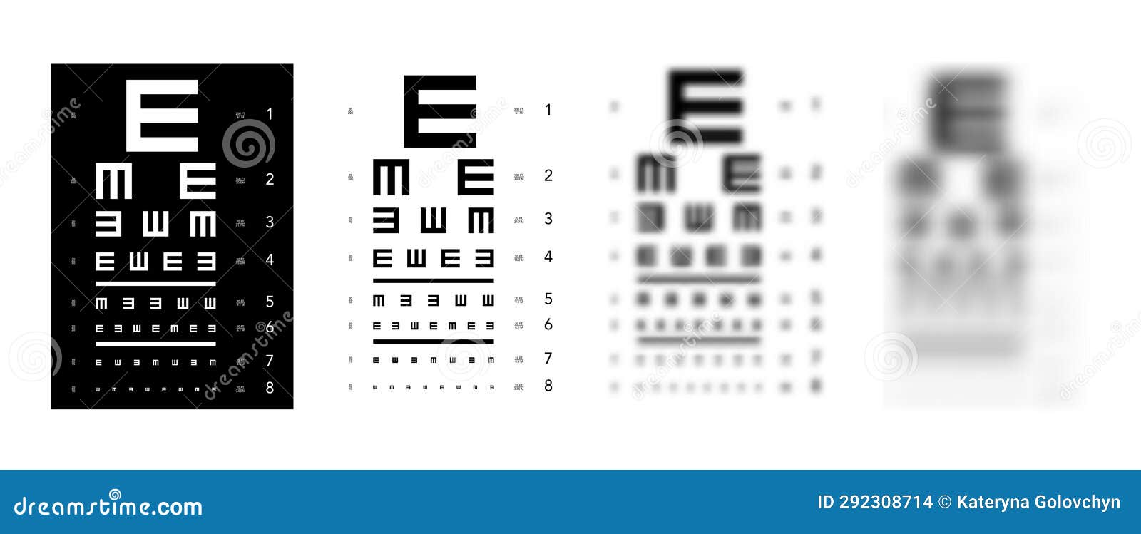 Set of E Chart Eye Test Chart Tumbling Medical Illustration. Line ...
