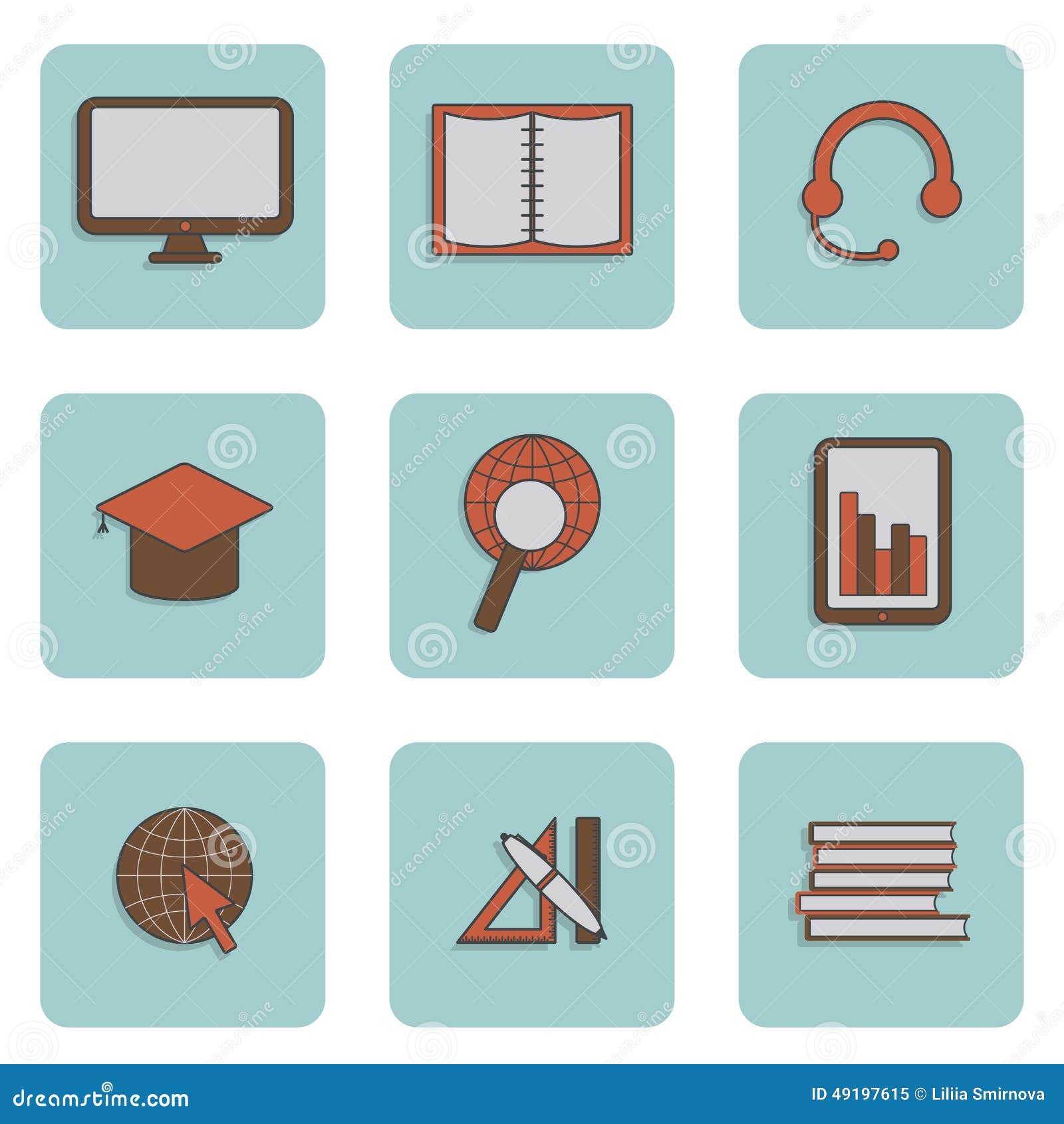 Set of e-learning icons stock vector. Illustration of information ...