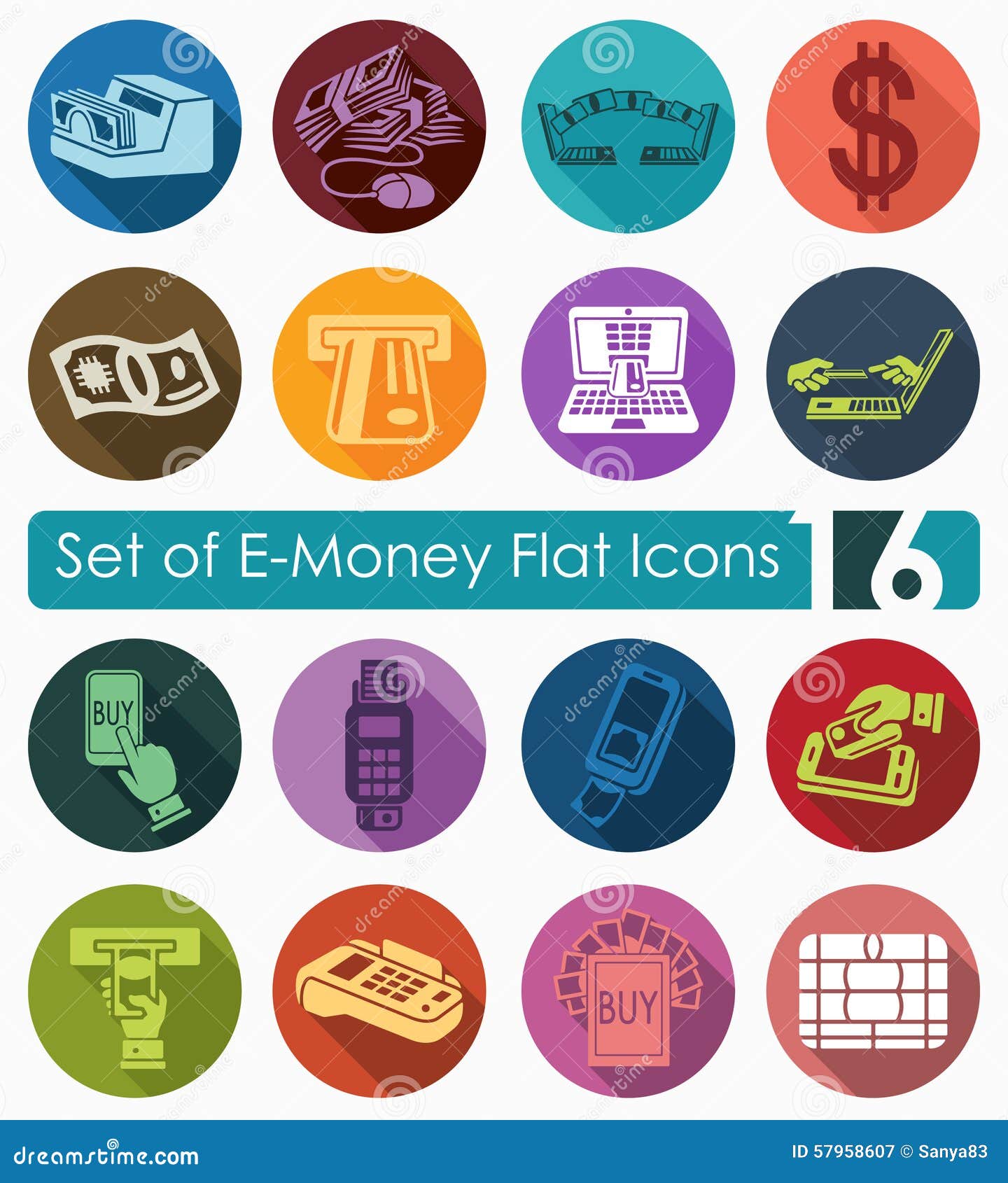 Set of e-money icons stock vector. Illustration of abstract - 57958607