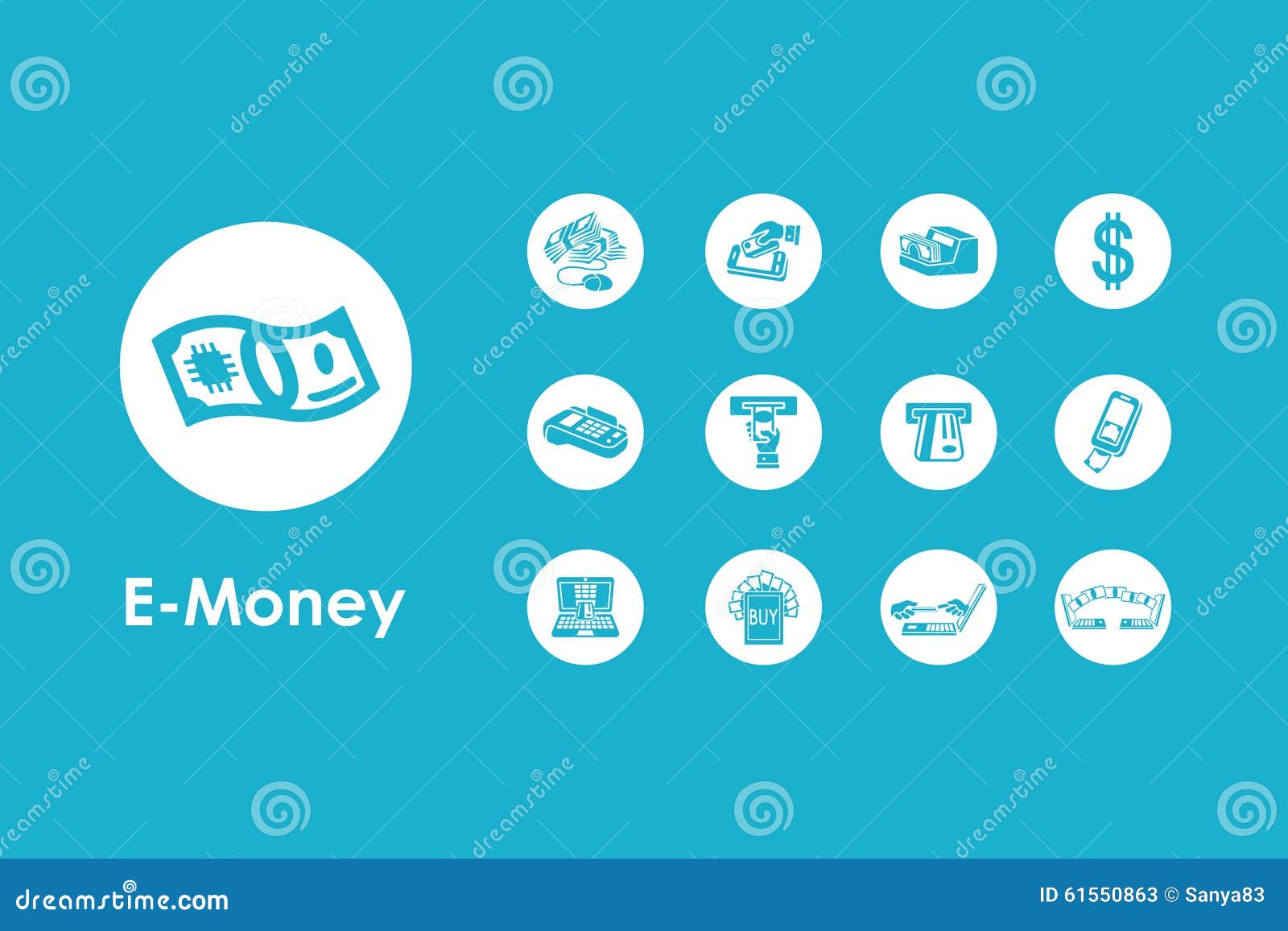 Set of E-money Simple Icons Stock Vector - Illustration of card, icon ...