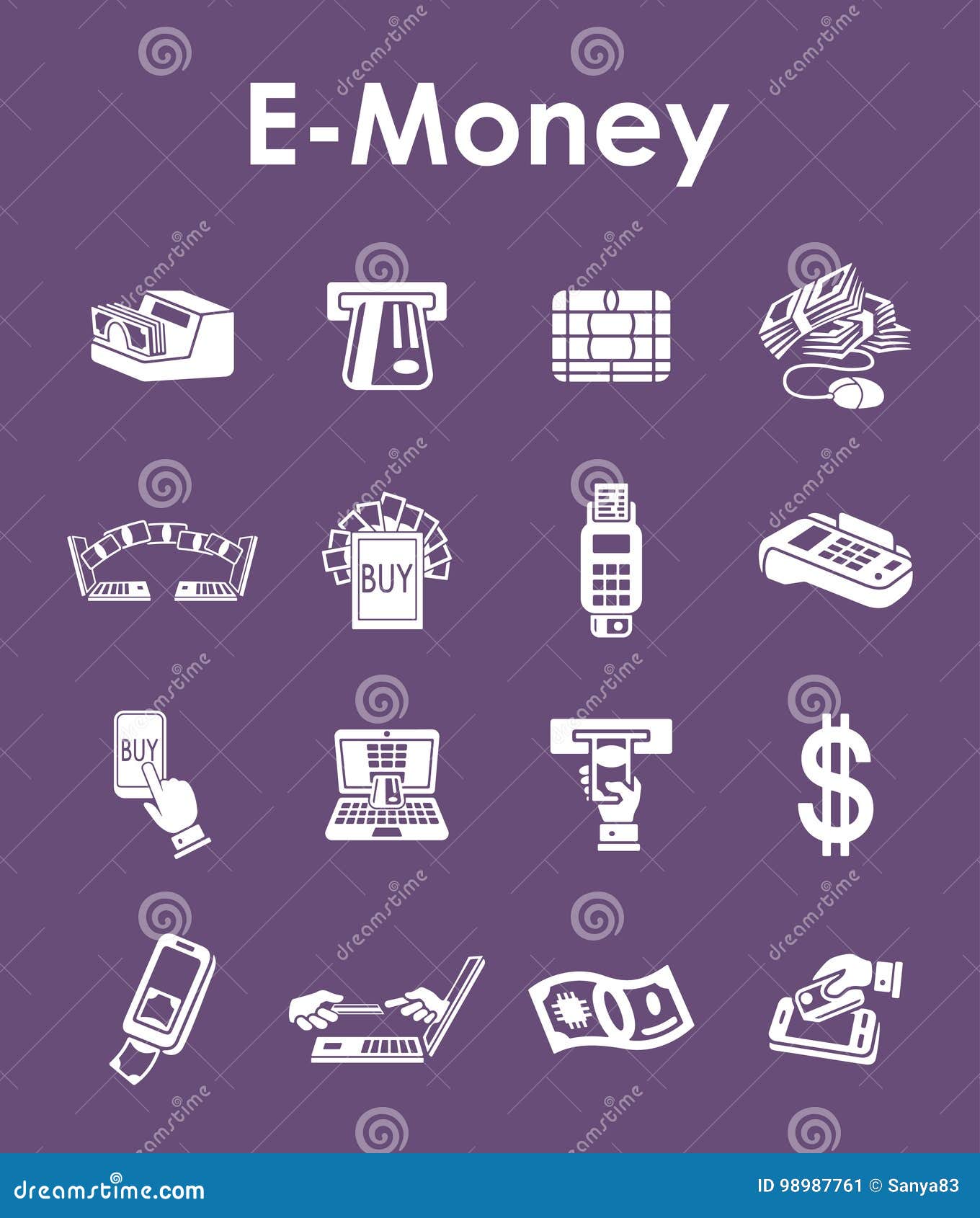 Set of E-money Simple Icons Stock Vector - Illustration of alternative ...