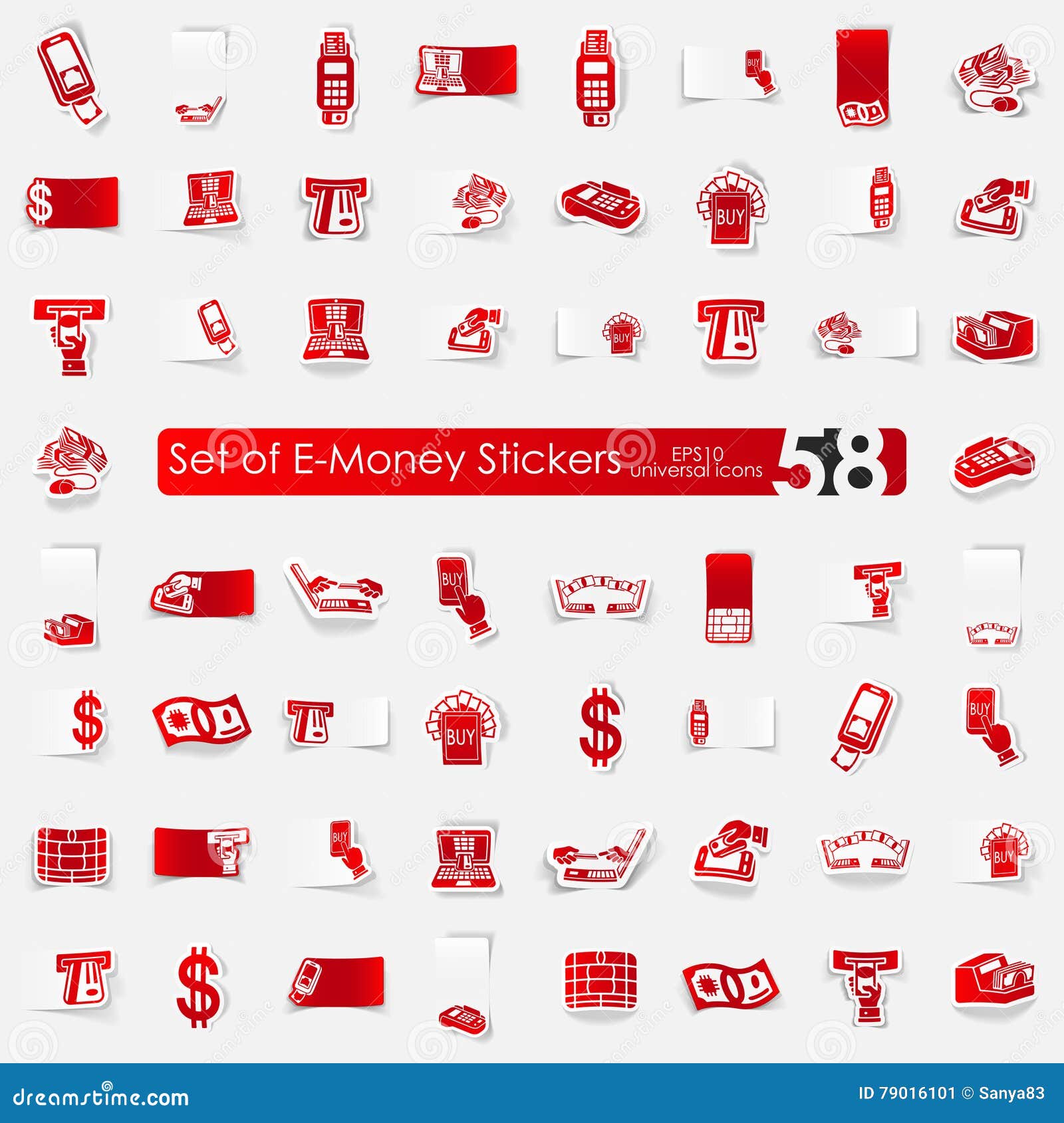 Set of e-money stickers stock vector. Illustration of group - 79016101