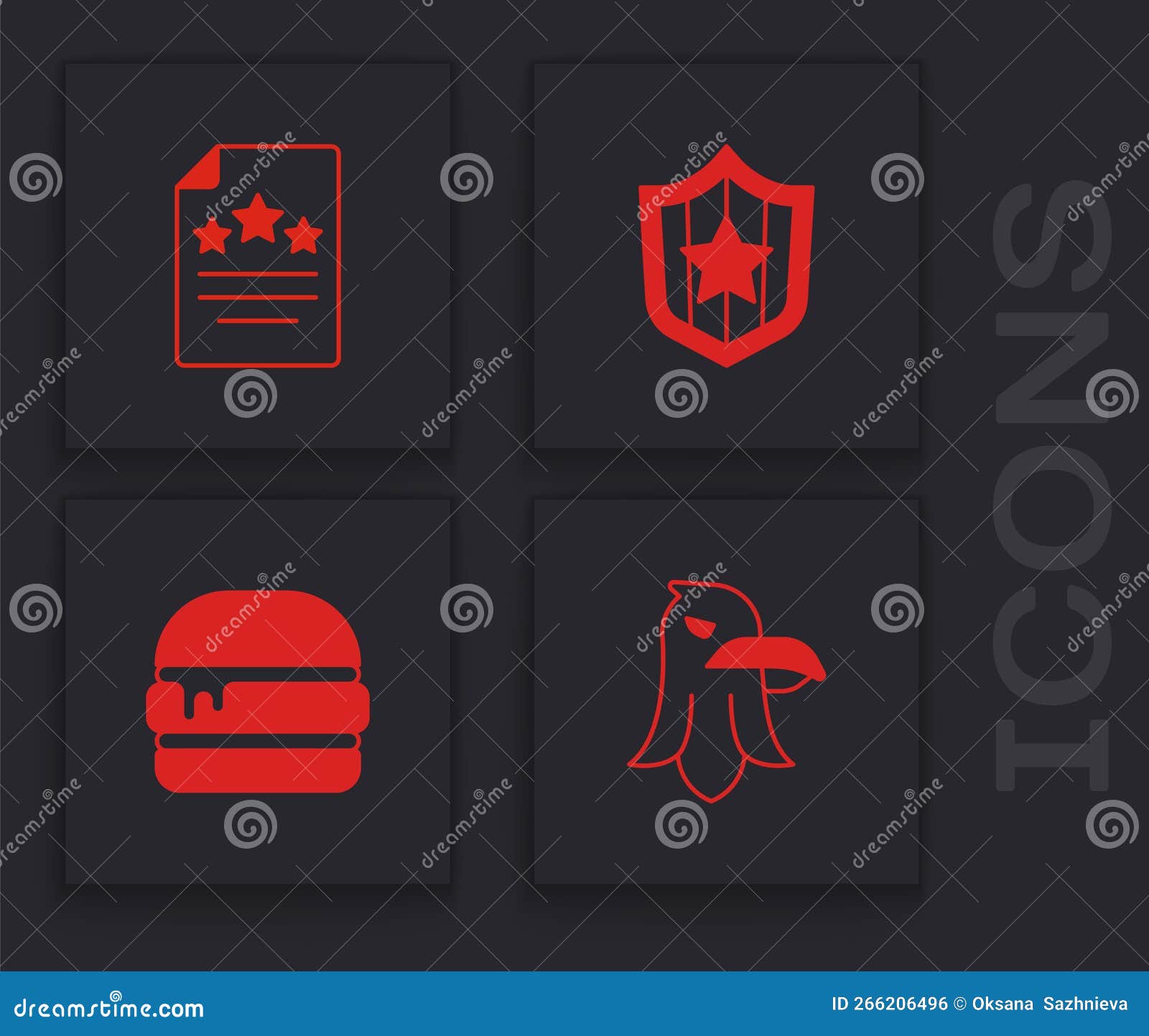 Set Eagle, Declaration of Independence, Shield with Stars and Burger ...