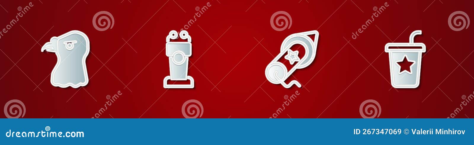 Set Eagle Head, Stage Stand or Tribune, Firework and Paper Glass with ...