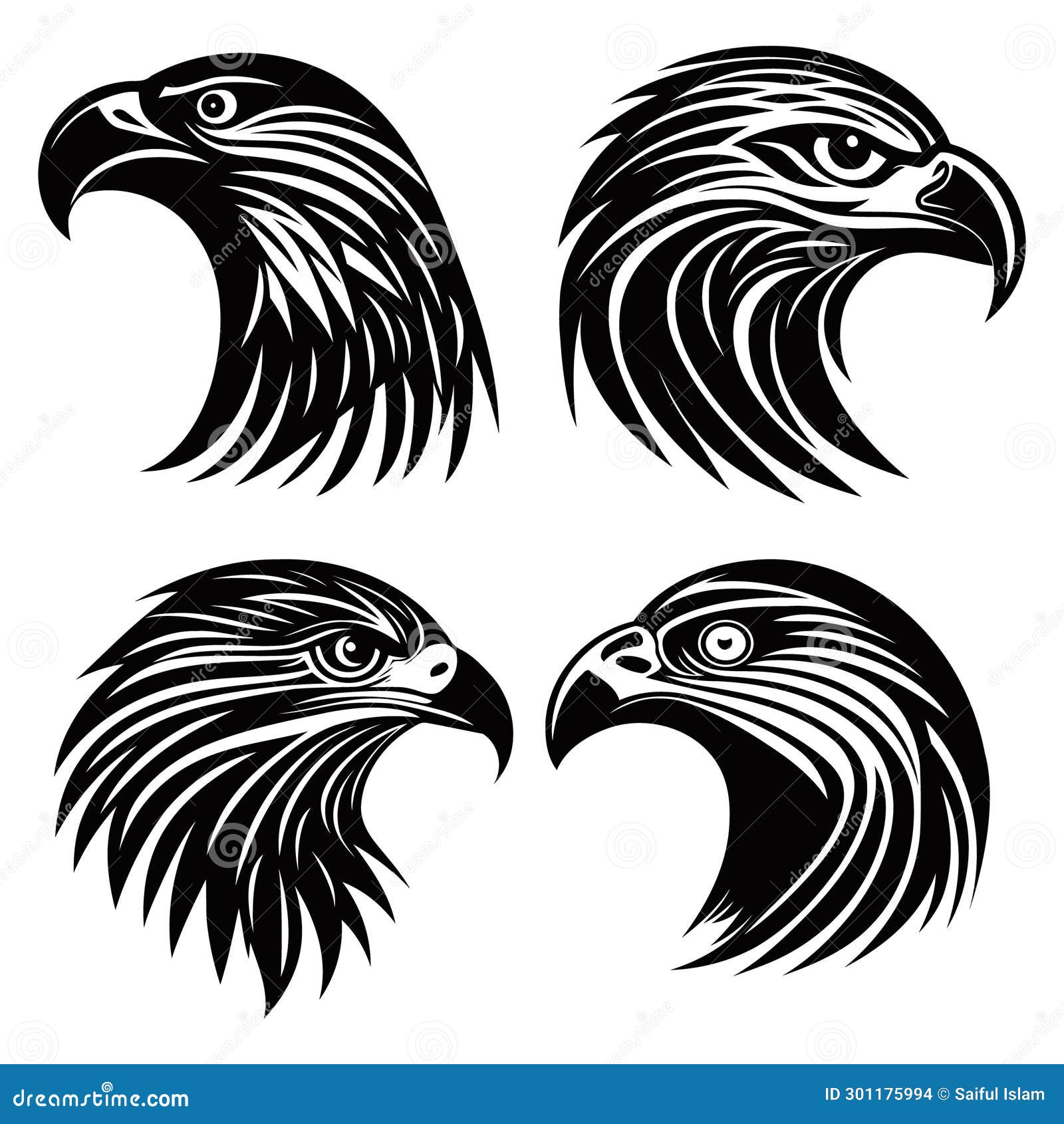 A Set of Eagle Head Vector Artwork. Stock Illustration - Illustration ...