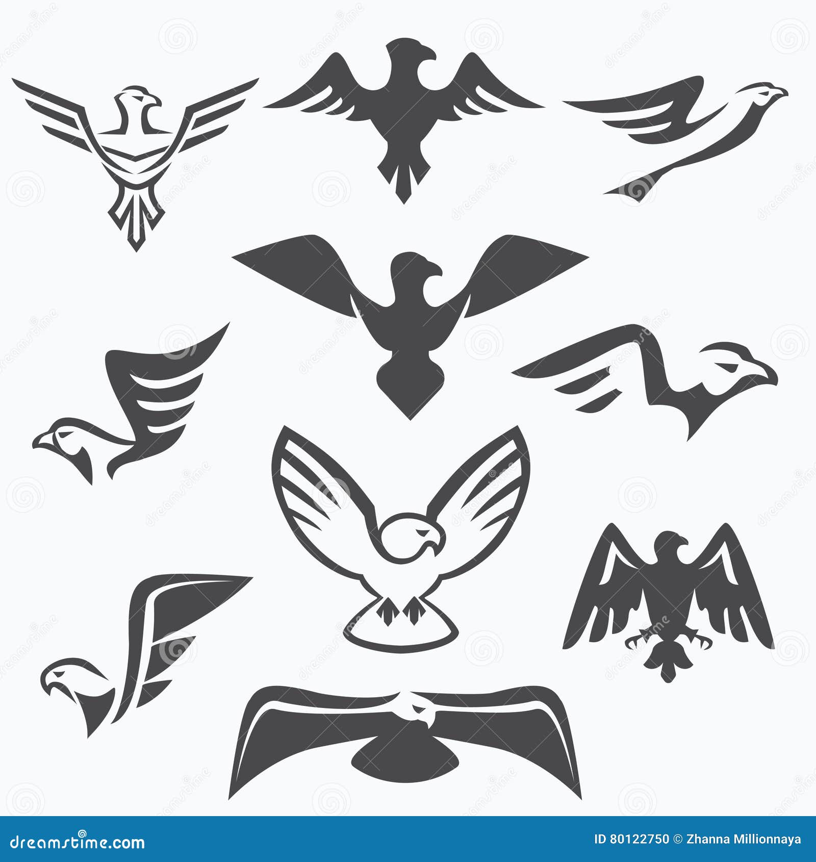 Set of eagle symbols stock vector. Illustration of force - 80122750