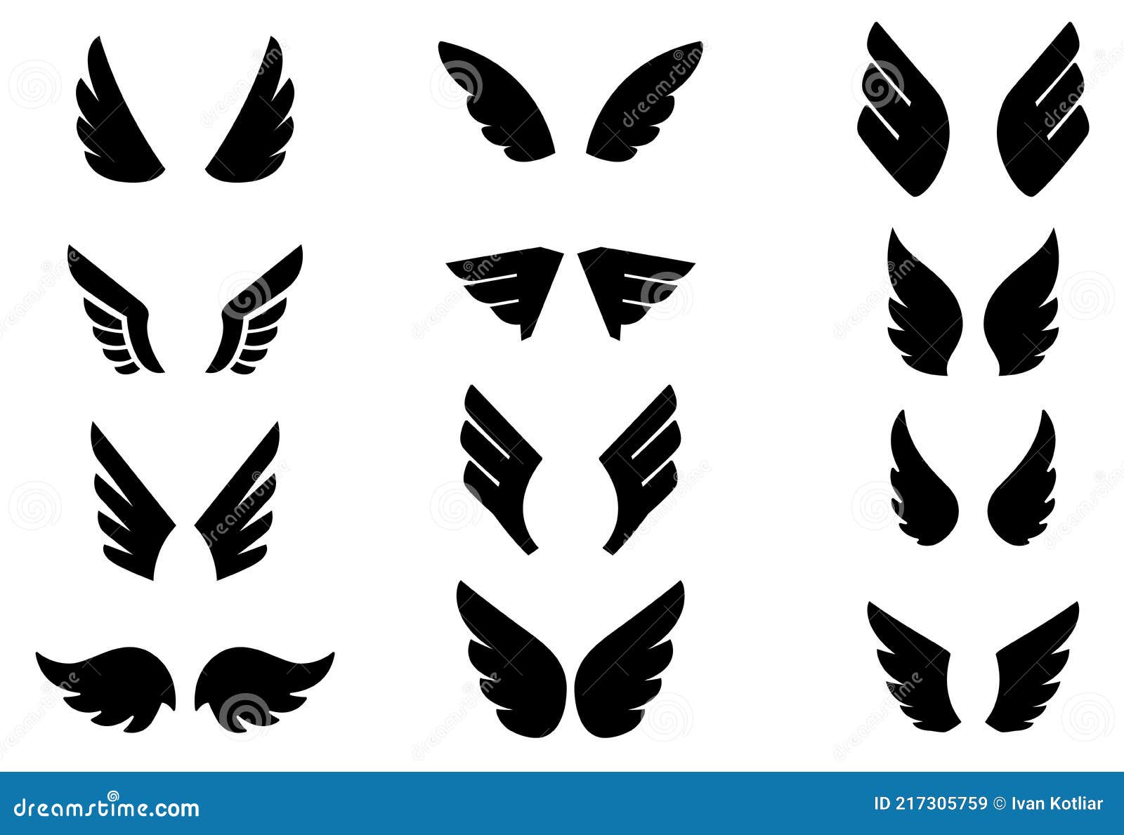Set of Eagle Wing Icons. Design Elements for Logo, Label, Sign, Badge ...