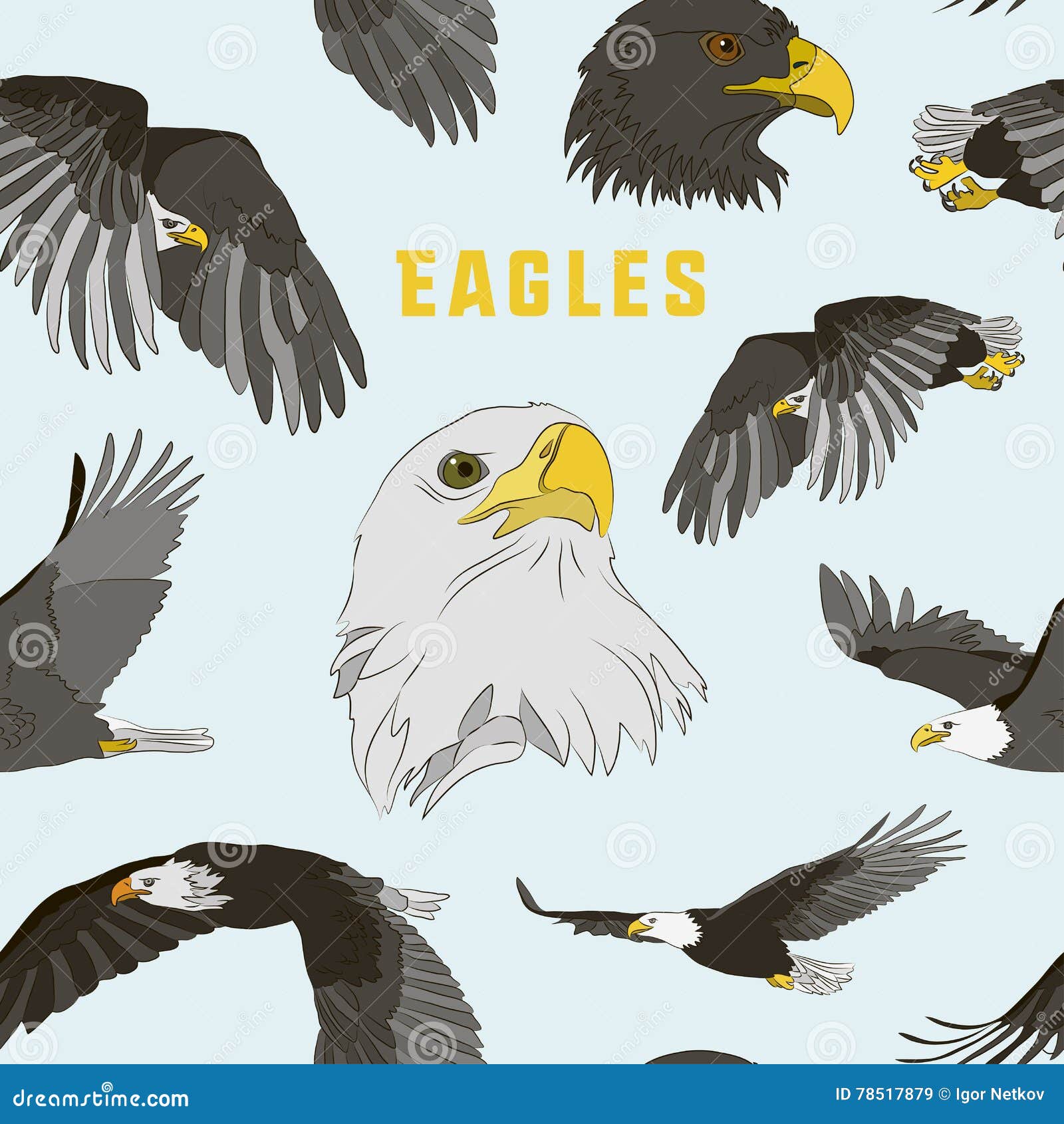 Set of eagles pattern stock vector. Illustration of logo - 78517879