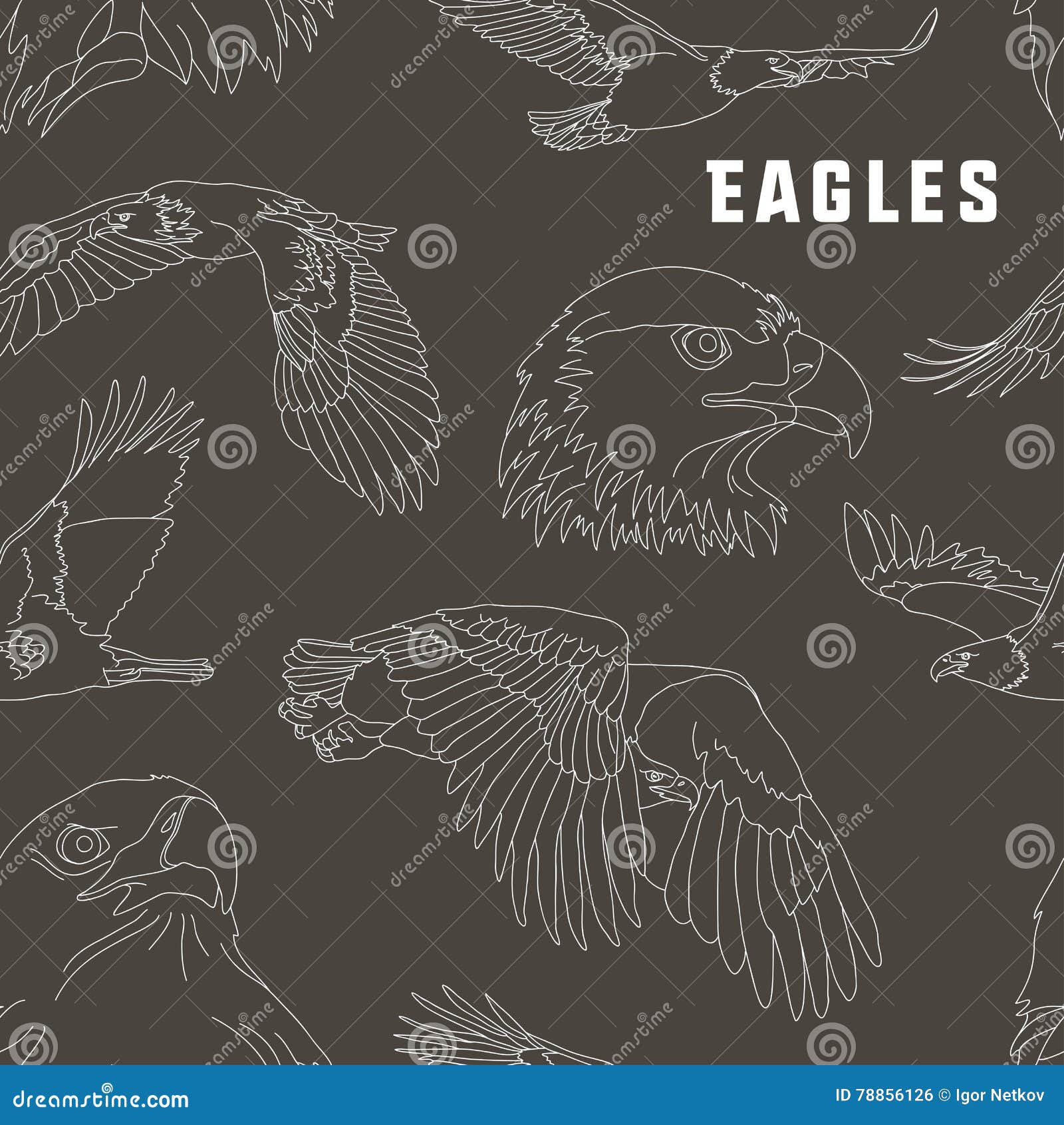 Set of eagles pattern stock vector. Illustration of nobility - 78856126