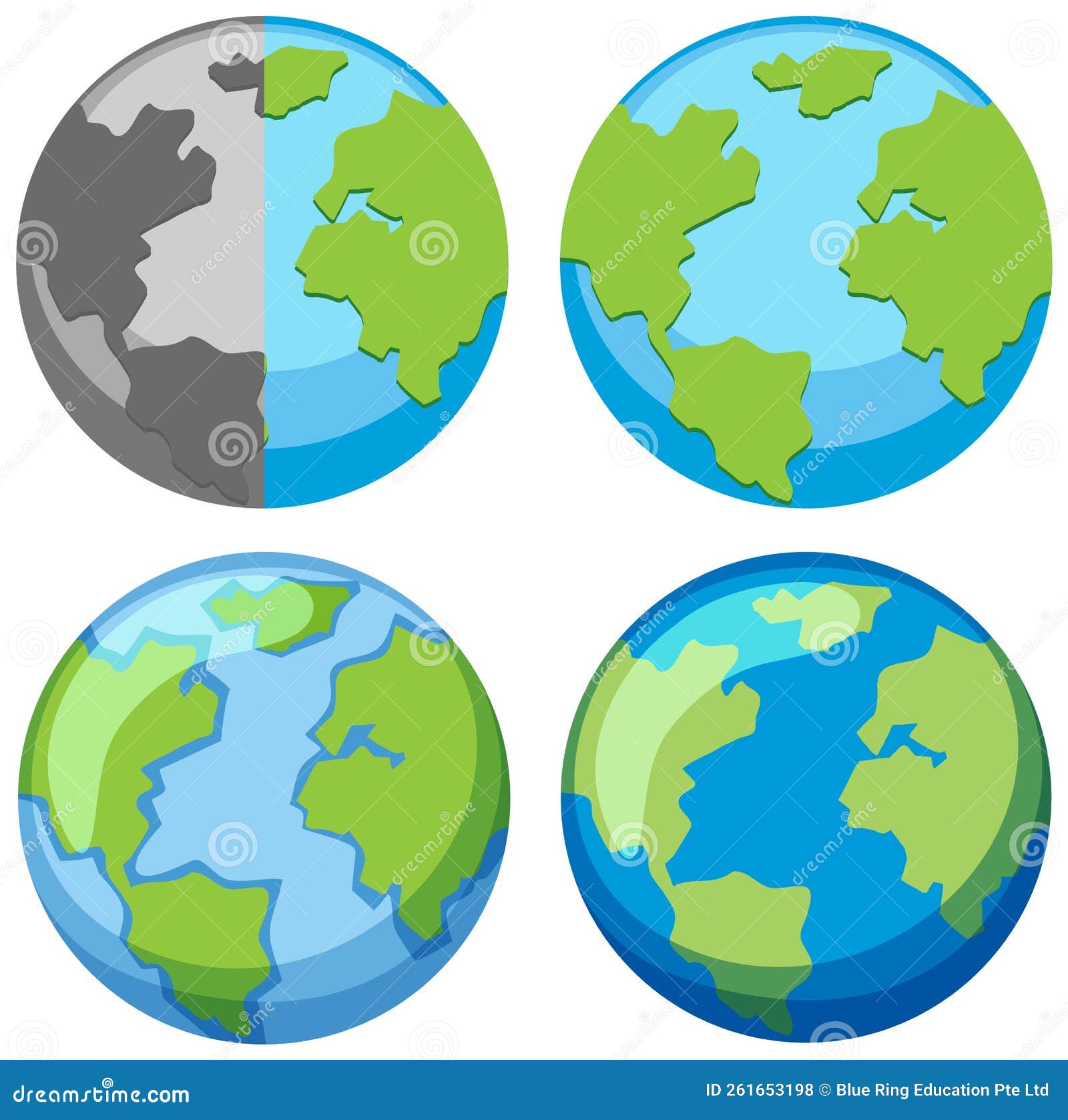 Set of earth cartoon style stock vector. Illustration of globe - 261653198