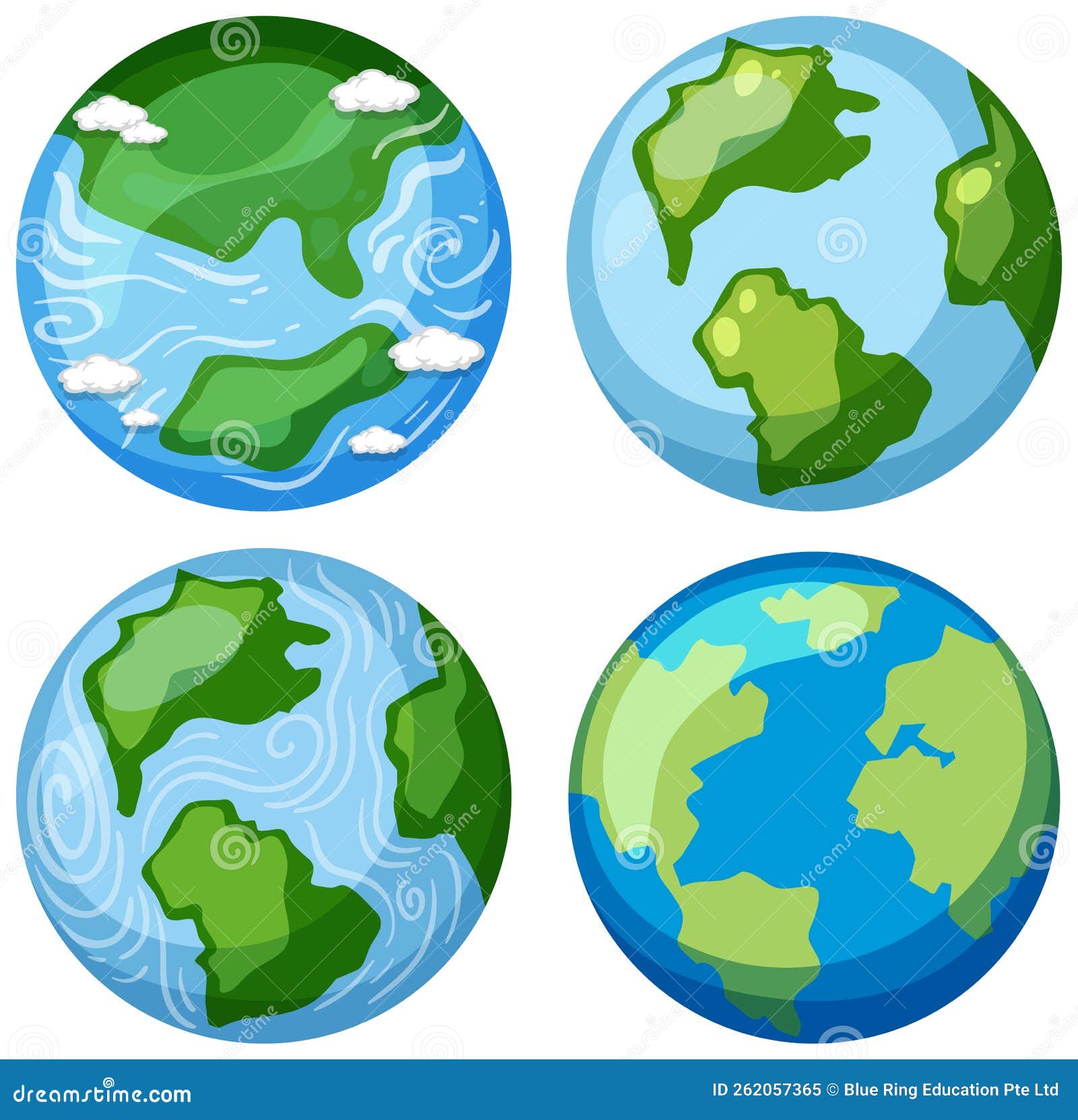 Set of earth cartoon style stock vector. Illustration of clip - 262057365