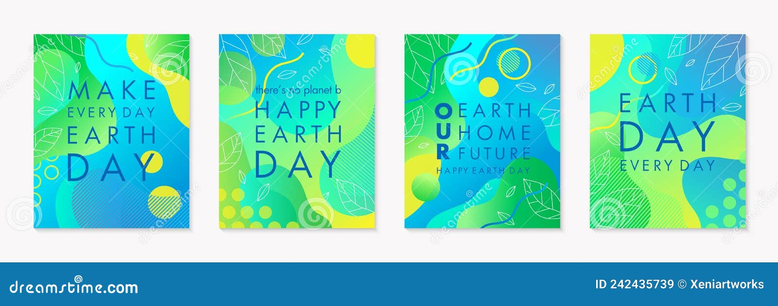 Set of Earth Day Posters with Green Gradient Backgrounds Stock Vector ...