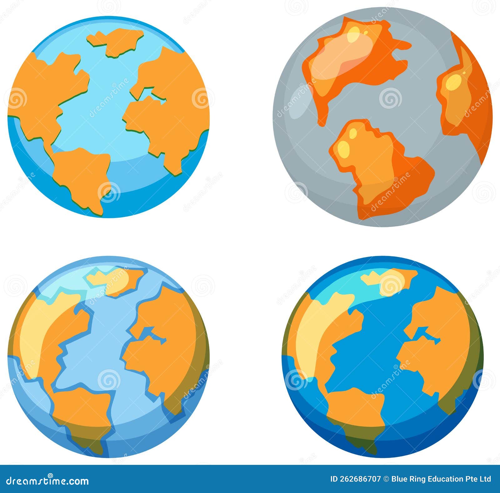 Set of earth with dry land stock vector. Illustration of cartoon ...