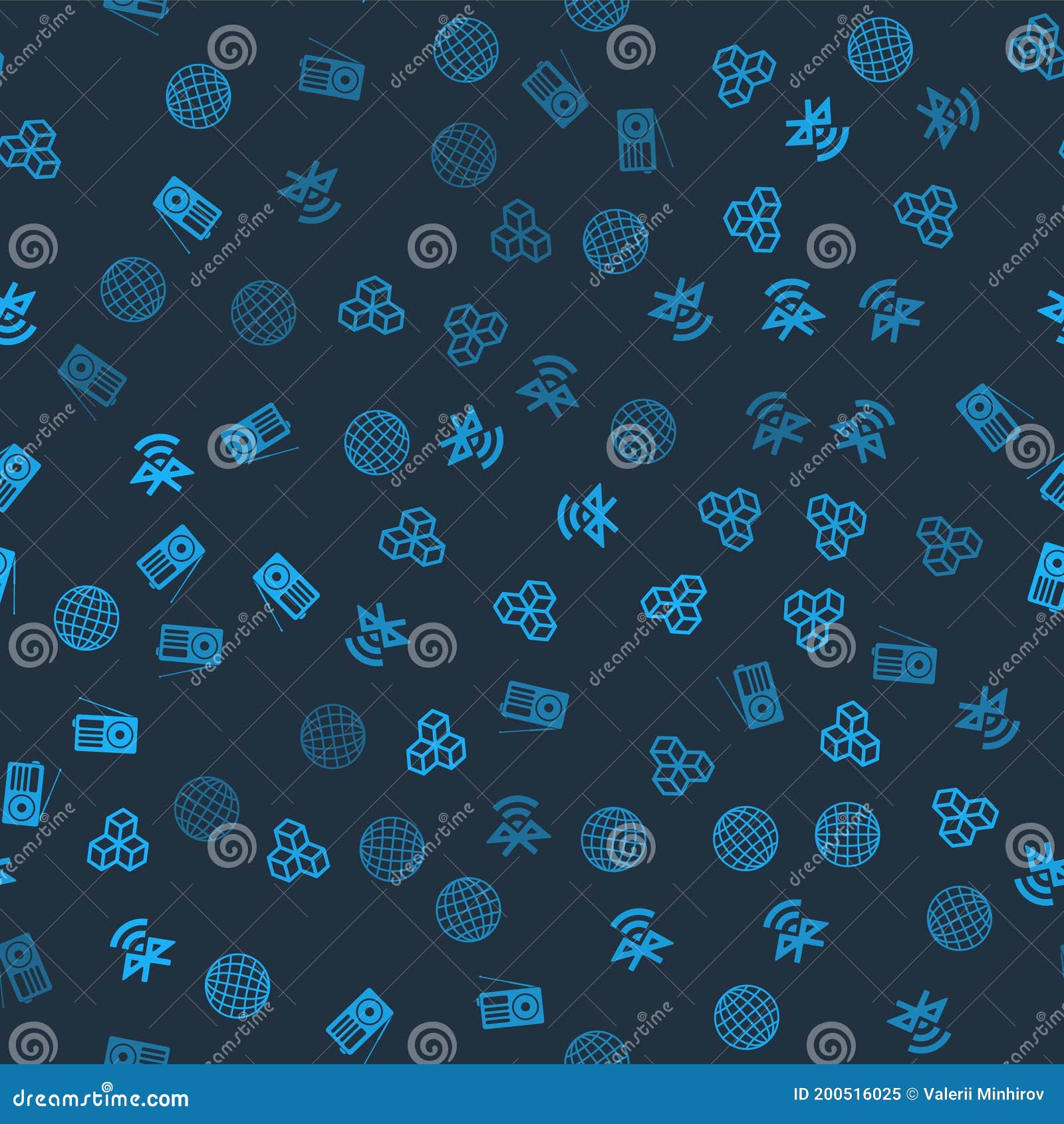 Set Earth Globe, Isometric Cube, Bluetooth Connected and Radio on ...