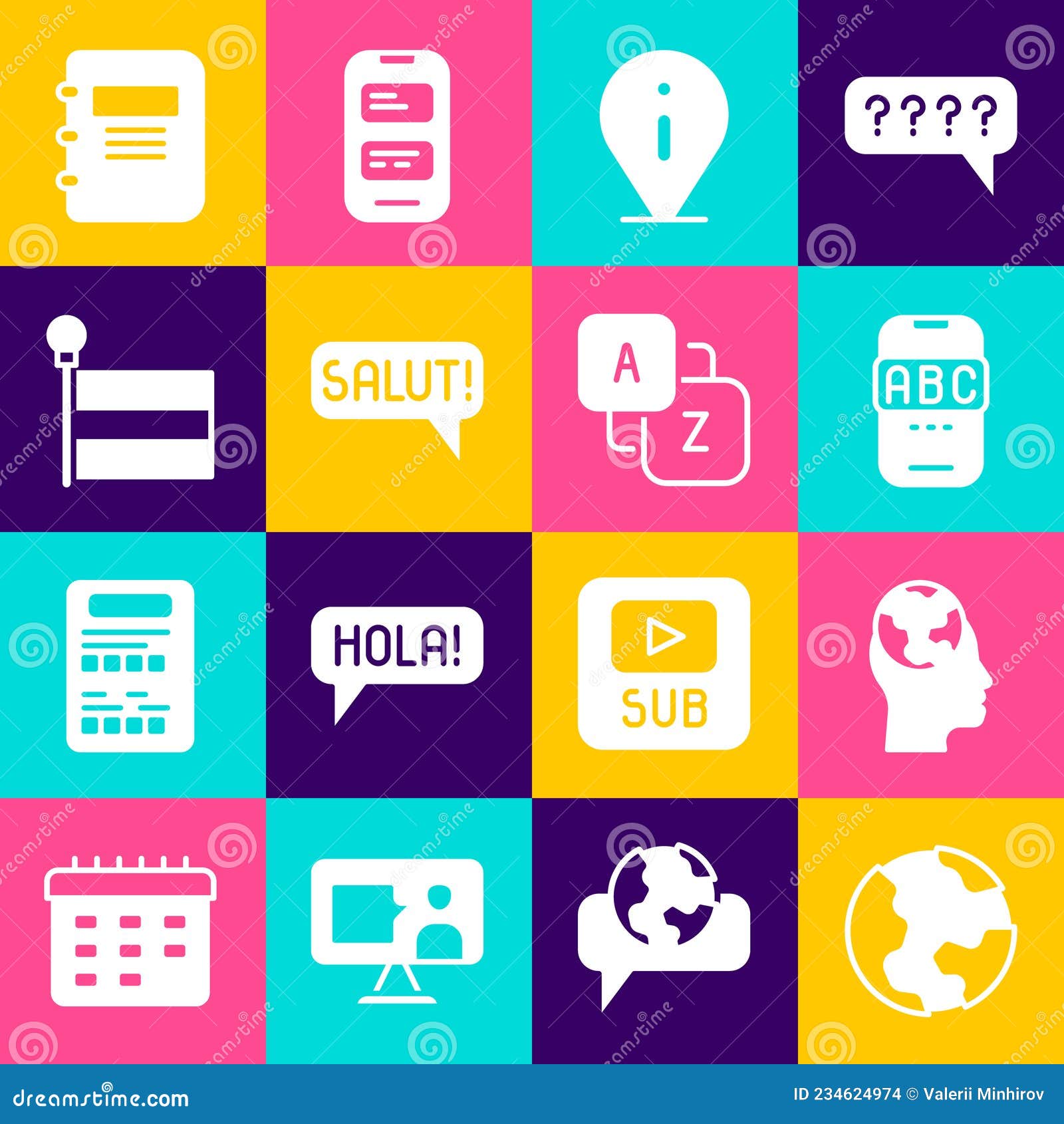 Set Earth Globe, Learning Foreign Languages, Foreign Online Study ...