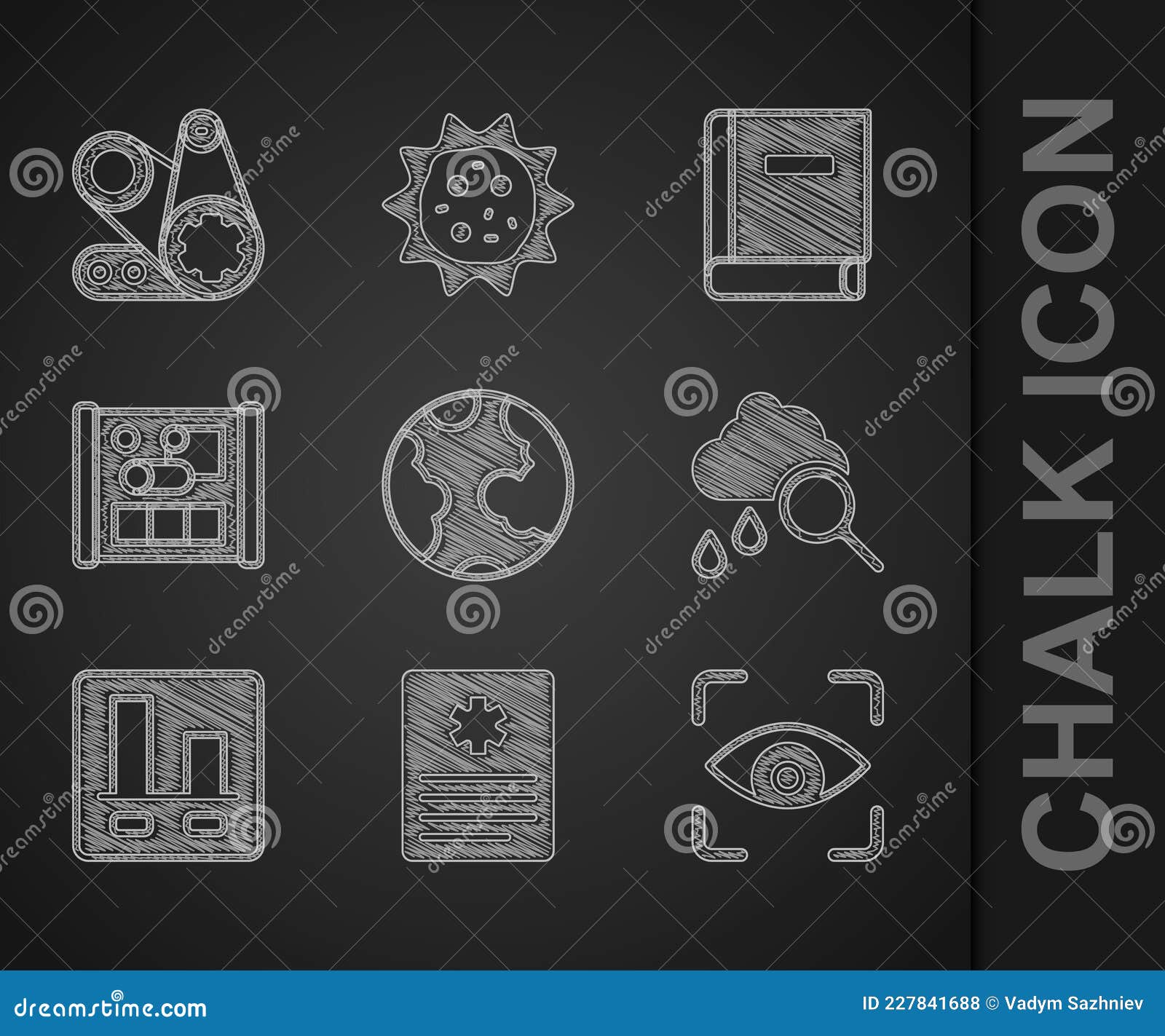 Set Earth Globe, Patient Record, Eye Scan, Cloud With Rain, Graph Chart ...