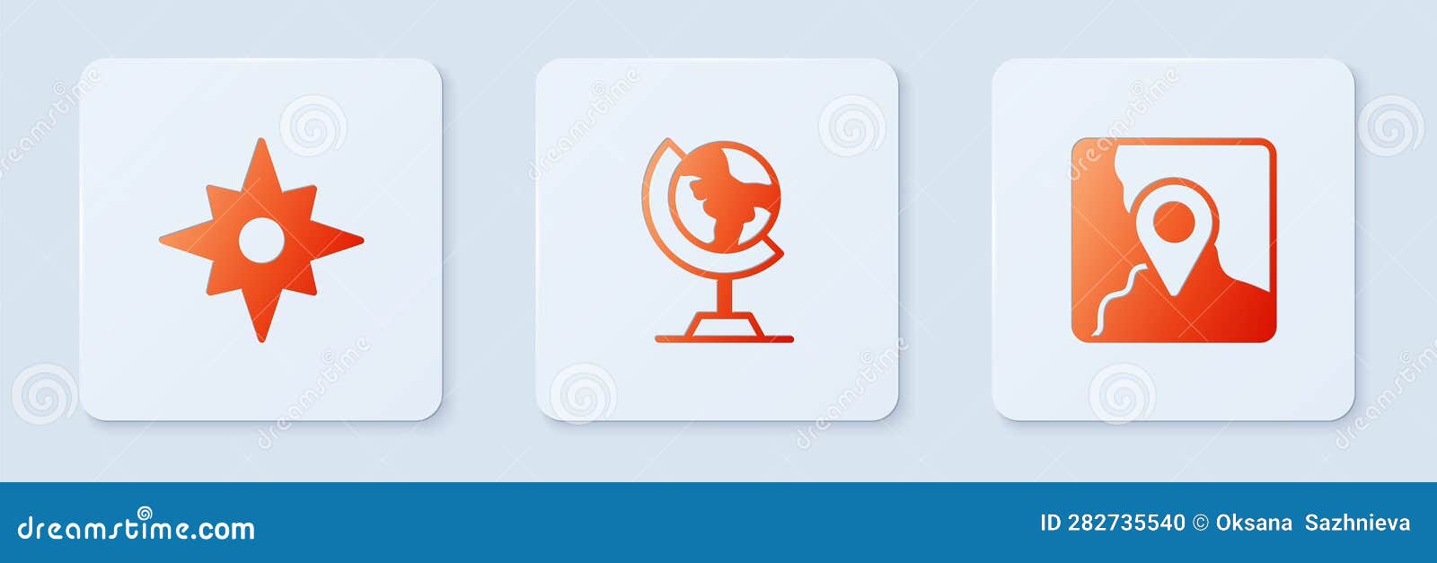 Set Earth Globe, Wind Rose and Folded Map with Location Marker. White ... Set Earth Globe, Wind Rose and Folded Map with Location Marker. White ...