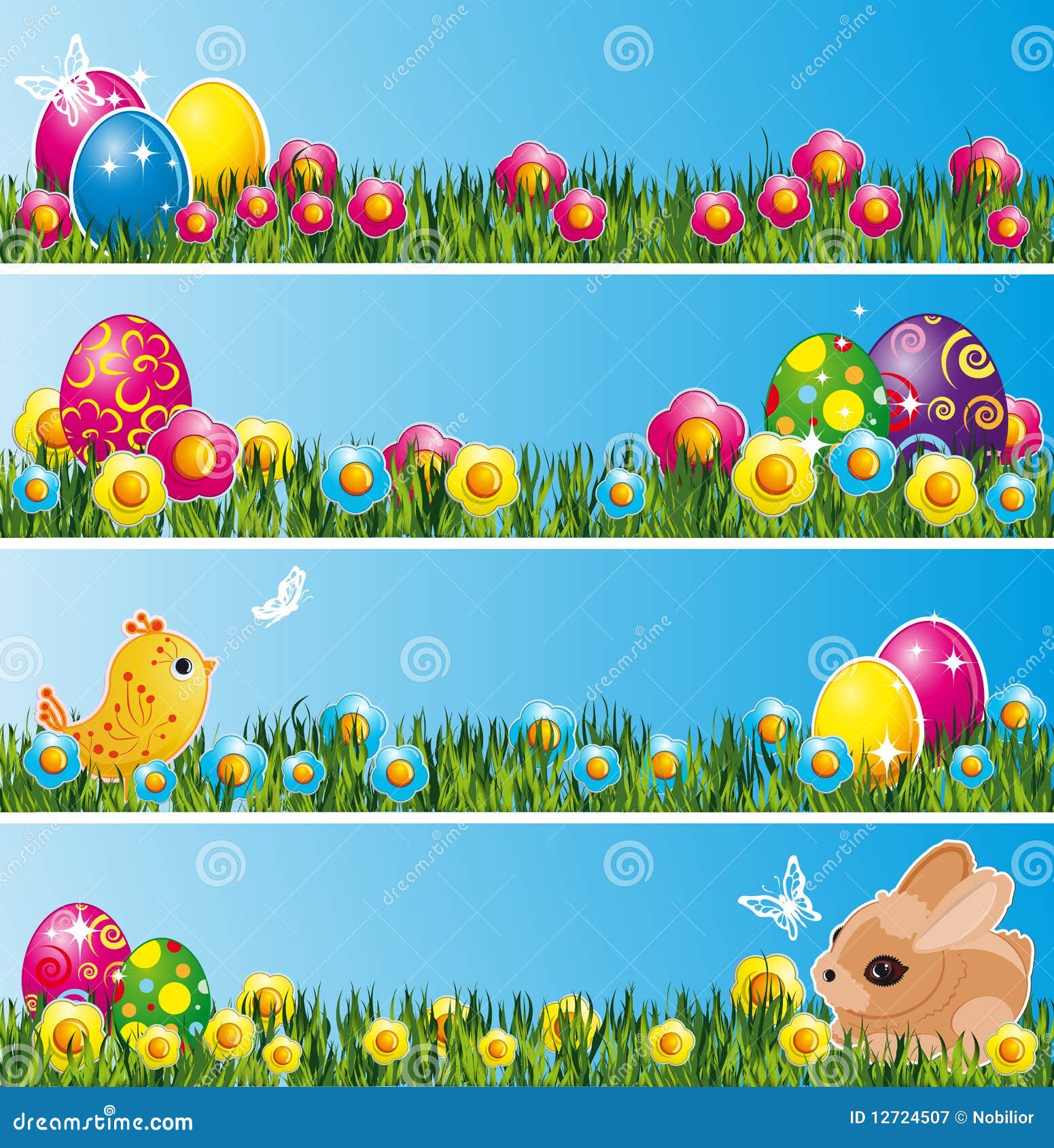 Set of Easter banners. stock vector. Illustration of bunny - 12724507