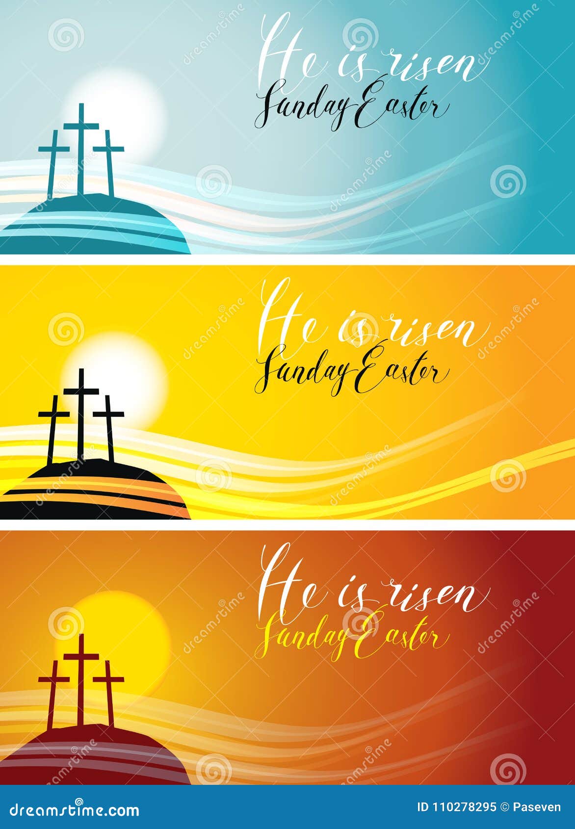 Set of Easter Banners with Calvary and Crosses Stock Vector ...