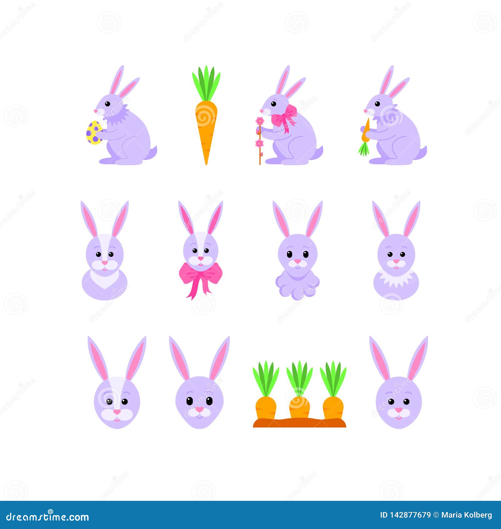 Set of Easter Bunnies for the Easter Holiday. Vector Illustration ...